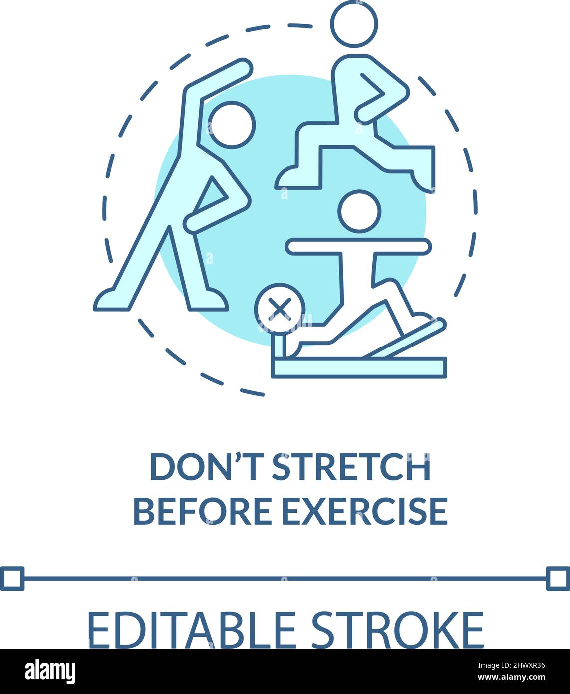 Dont stretch before exercise turquoise concept icon Stock Vector Image ...