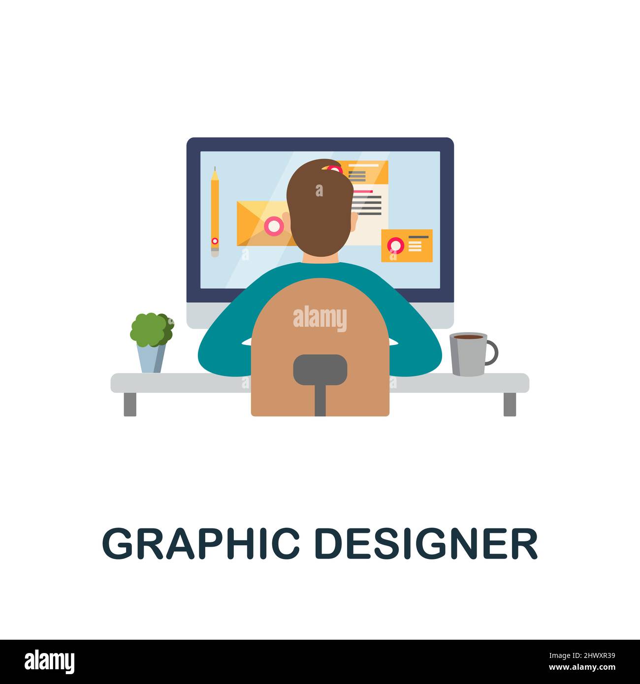Graphic Designer flat icon. Colored element sign from creative ...