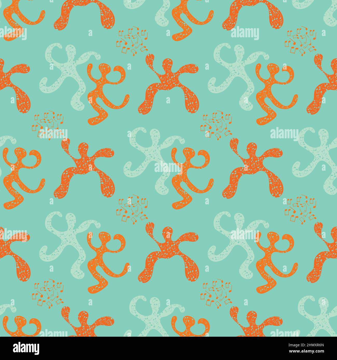 Funky dancing people vector pattern background. Fun backdrop of ...