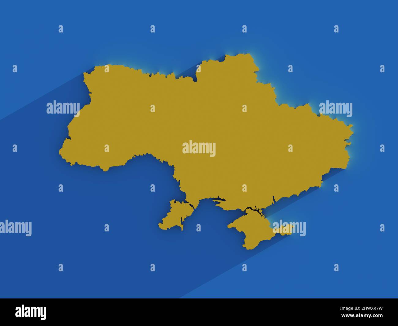 Map of Ukraine, colors of national flag, shadow icon. High quality ...