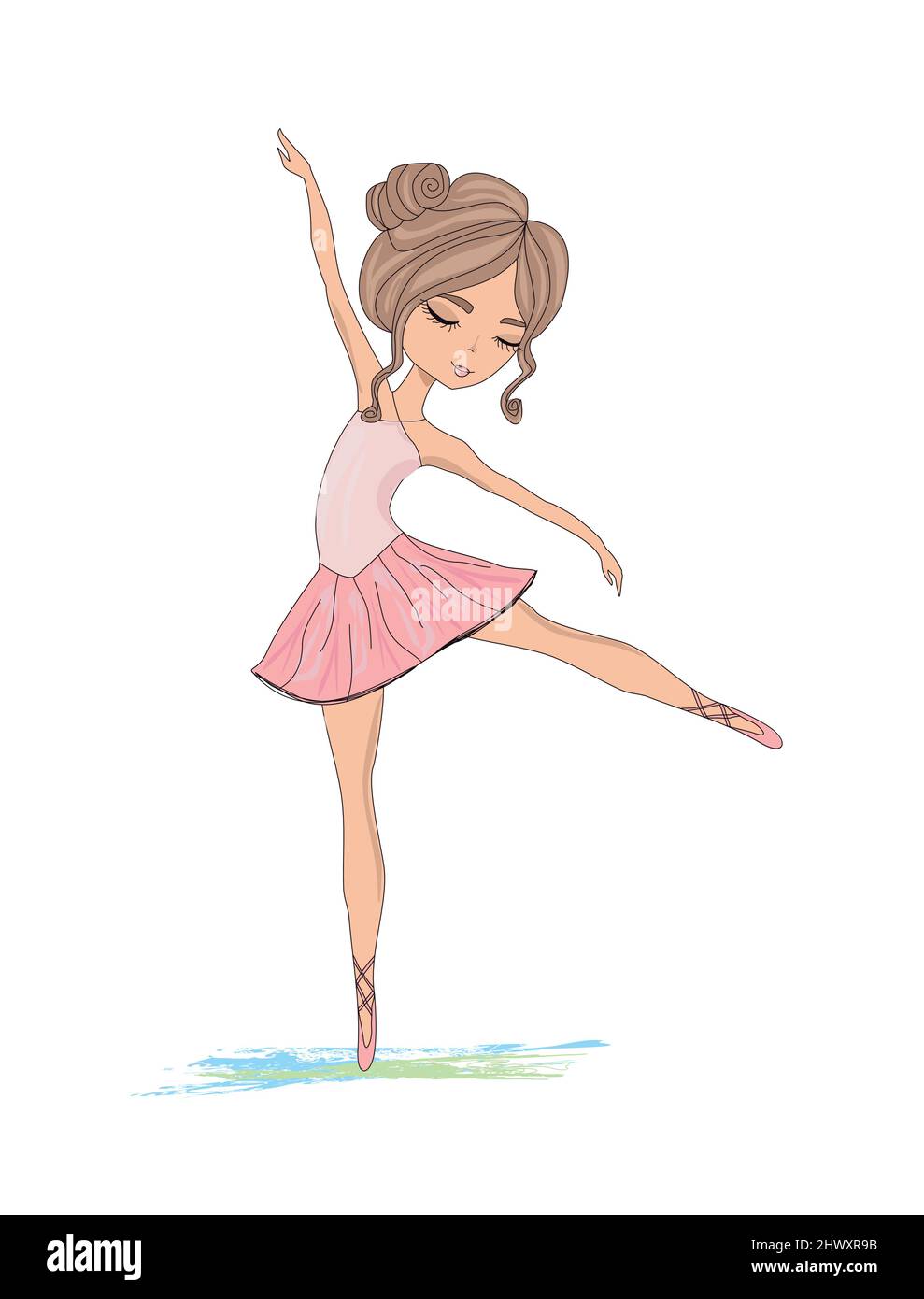 Beautiful ballerina, graphic doodle illustration Stock Vector Image ...