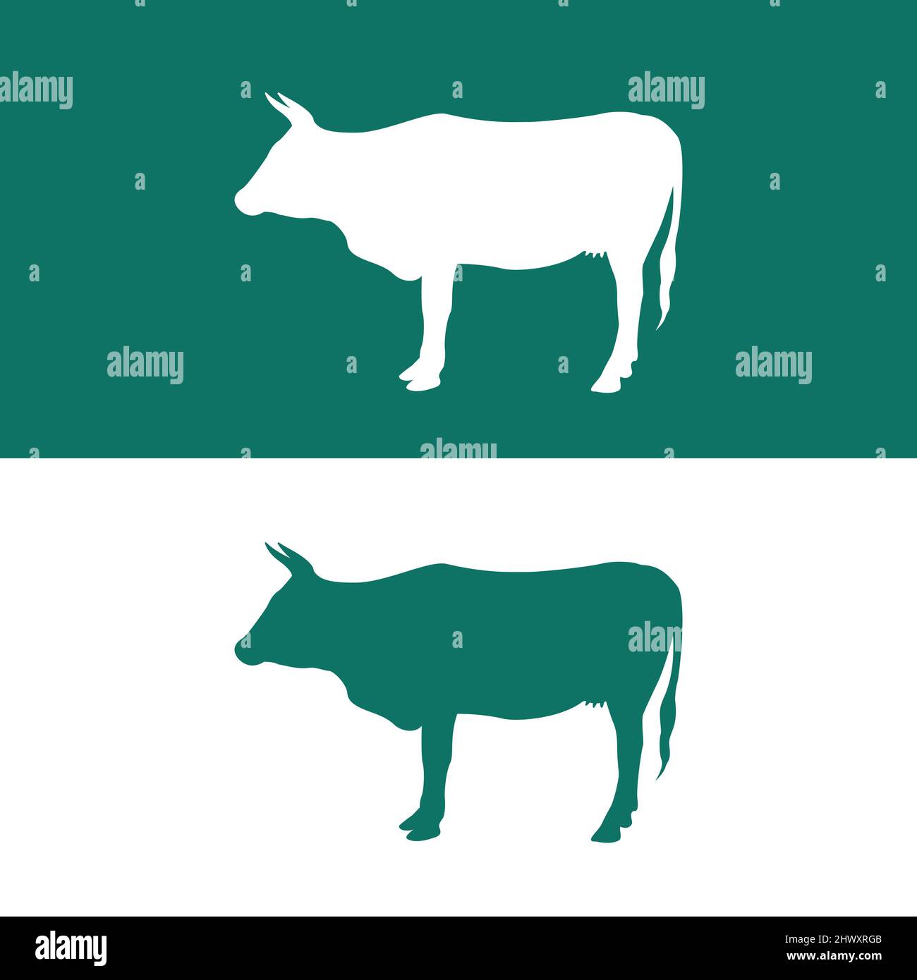 Vector image of a cow on white background and blue background, Logo ...