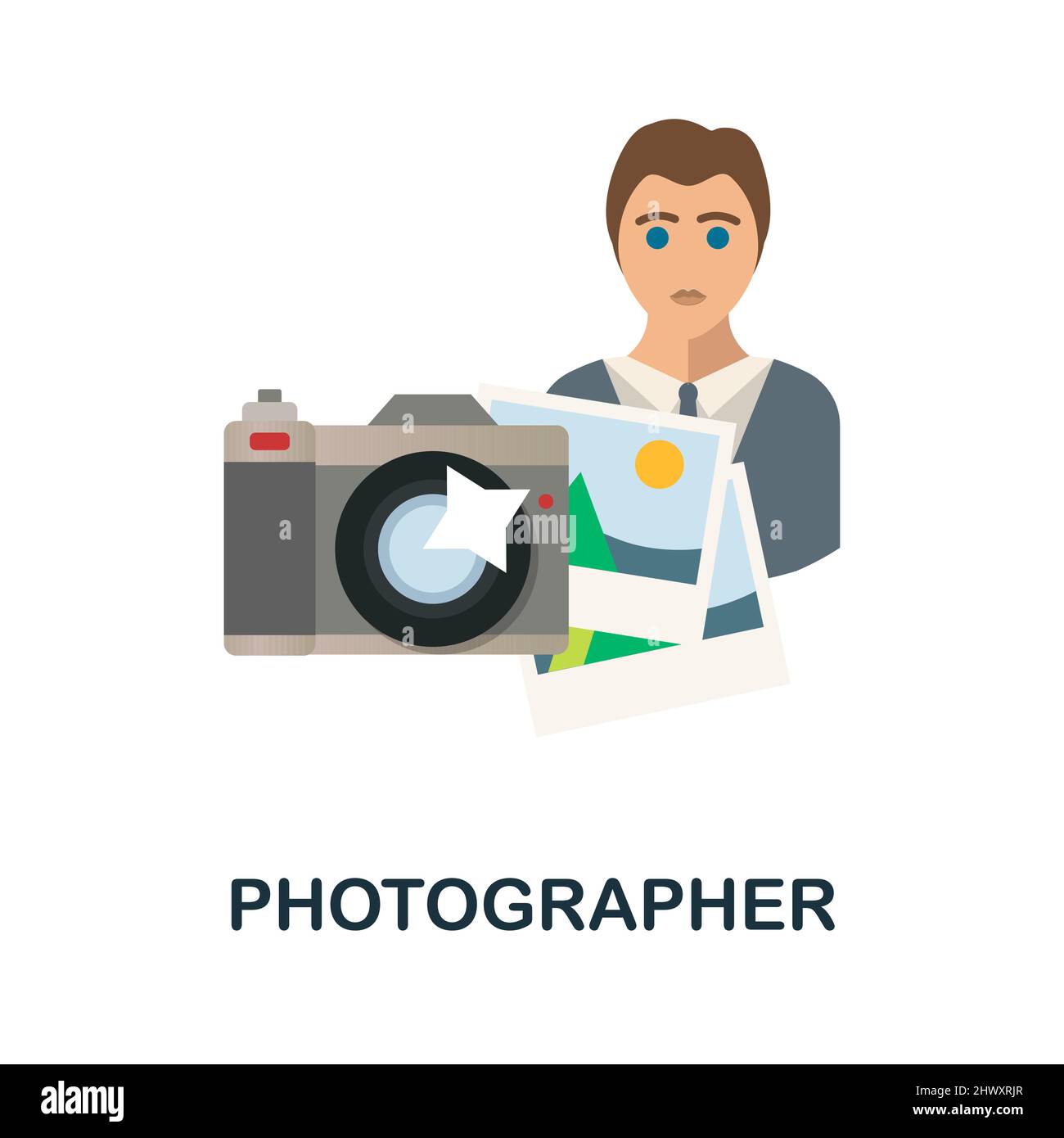 Photographer flat icon. Colored element sign from creative professions ...