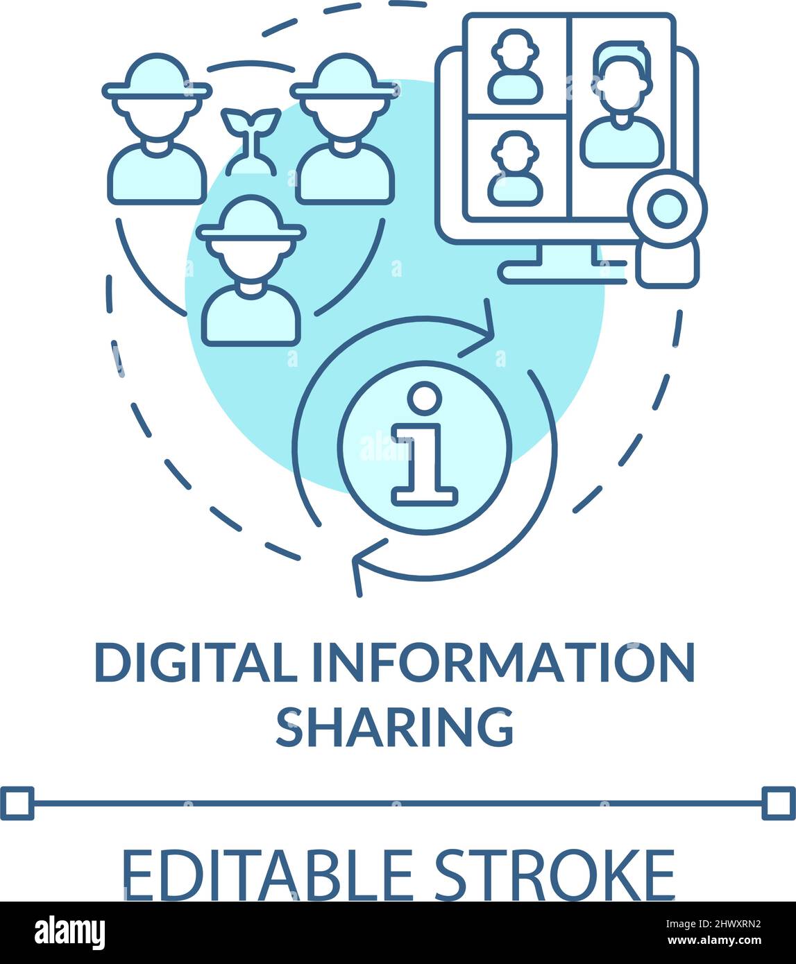 Digital information sharing turquoise concept icon Stock Vector Image ...