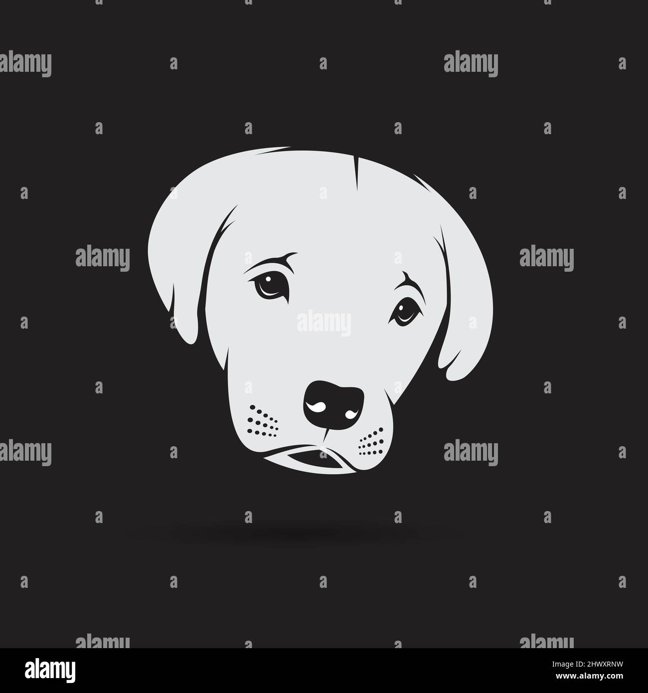 Vector image of a labrador puppy face on black background. Dog design ...