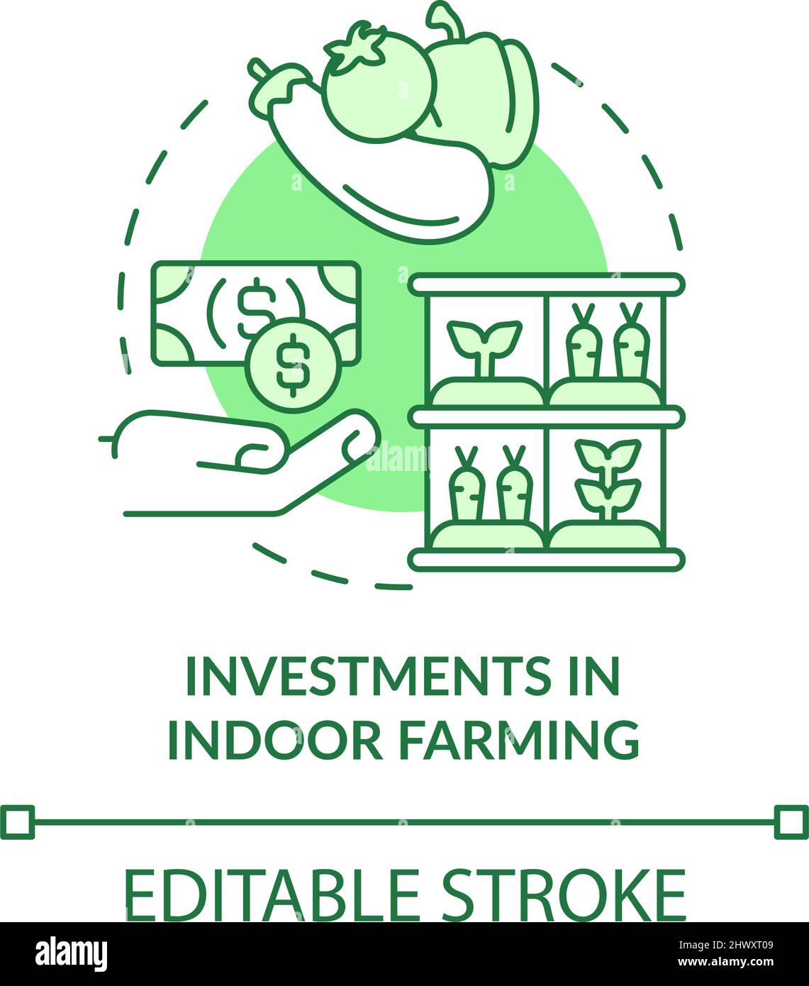Investments in indoor farming green concept icon Stock Vector Image ...