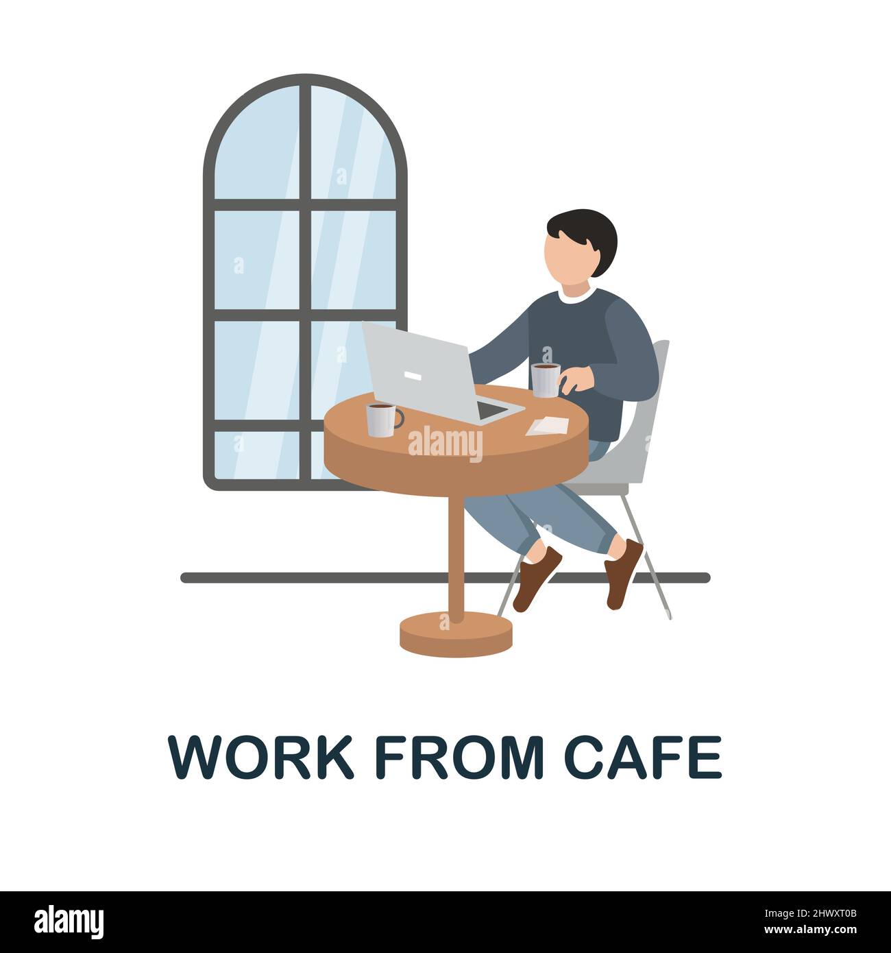 Work From Cafe flat icon. Colored element sign from creative ...