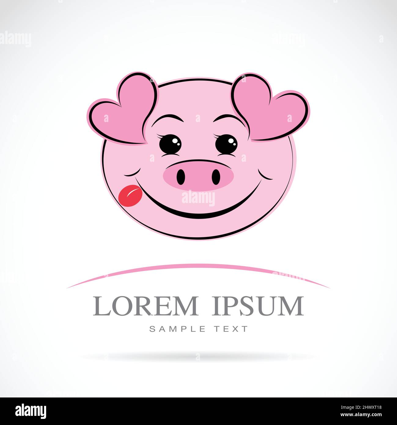 Vector image of a pig head on white background. Easy editable layered ...