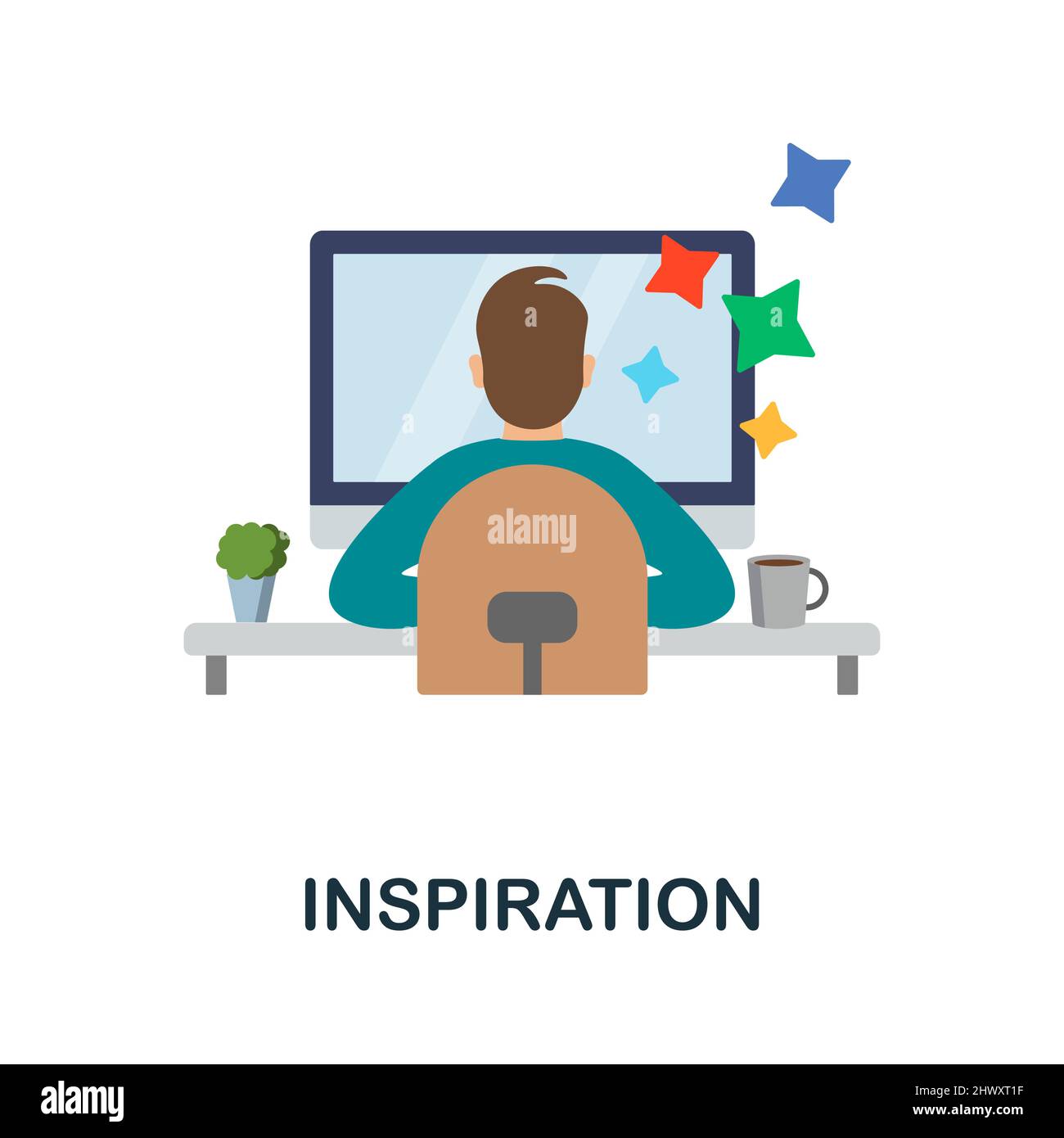 Inspiration flat icon. Colored element sign from creative professions ...