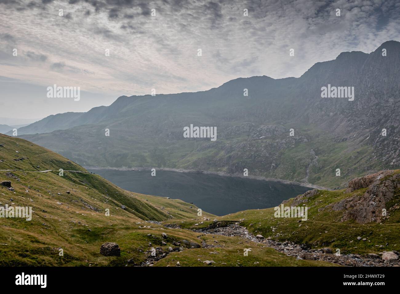 Lake near Snowdon Peak track, Snowdonia, Wales, UK Stock Photo - Alamy