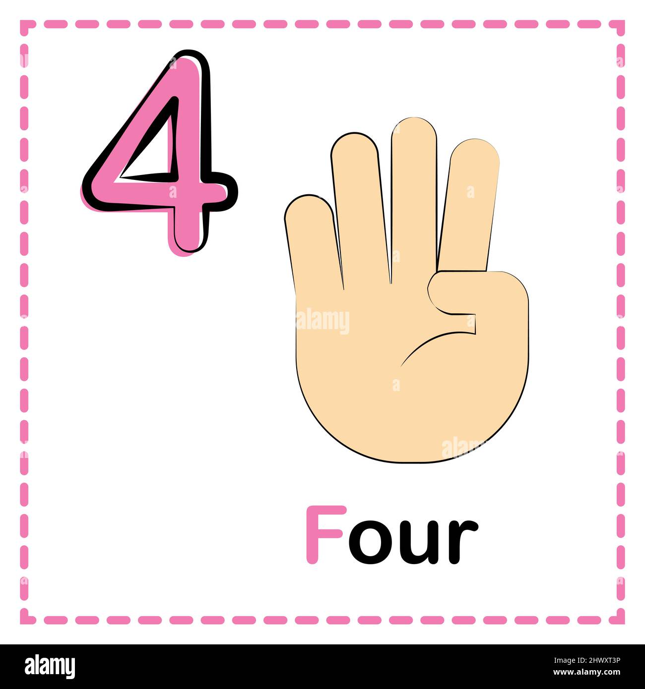 Girl showing four fingers Cut Out Stock Images & Pictures - Alamy