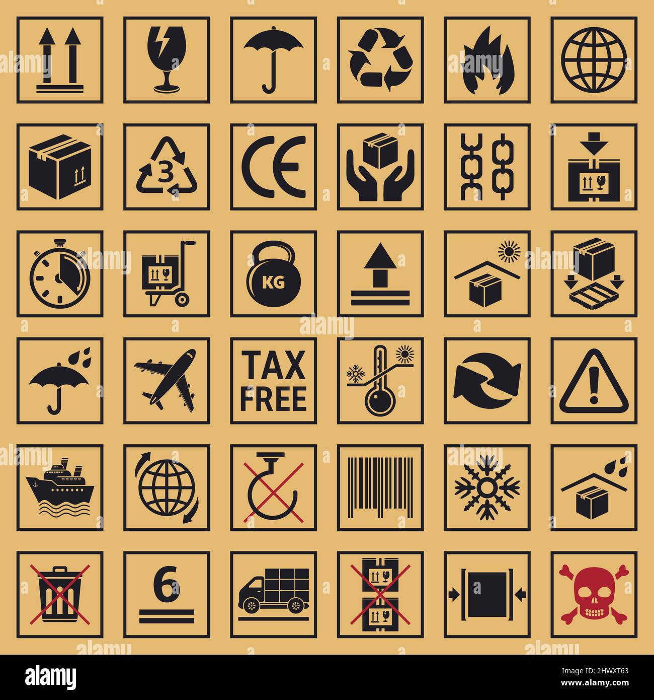 Packaging Symbols Set Stock Vector Image & Art - Alamy