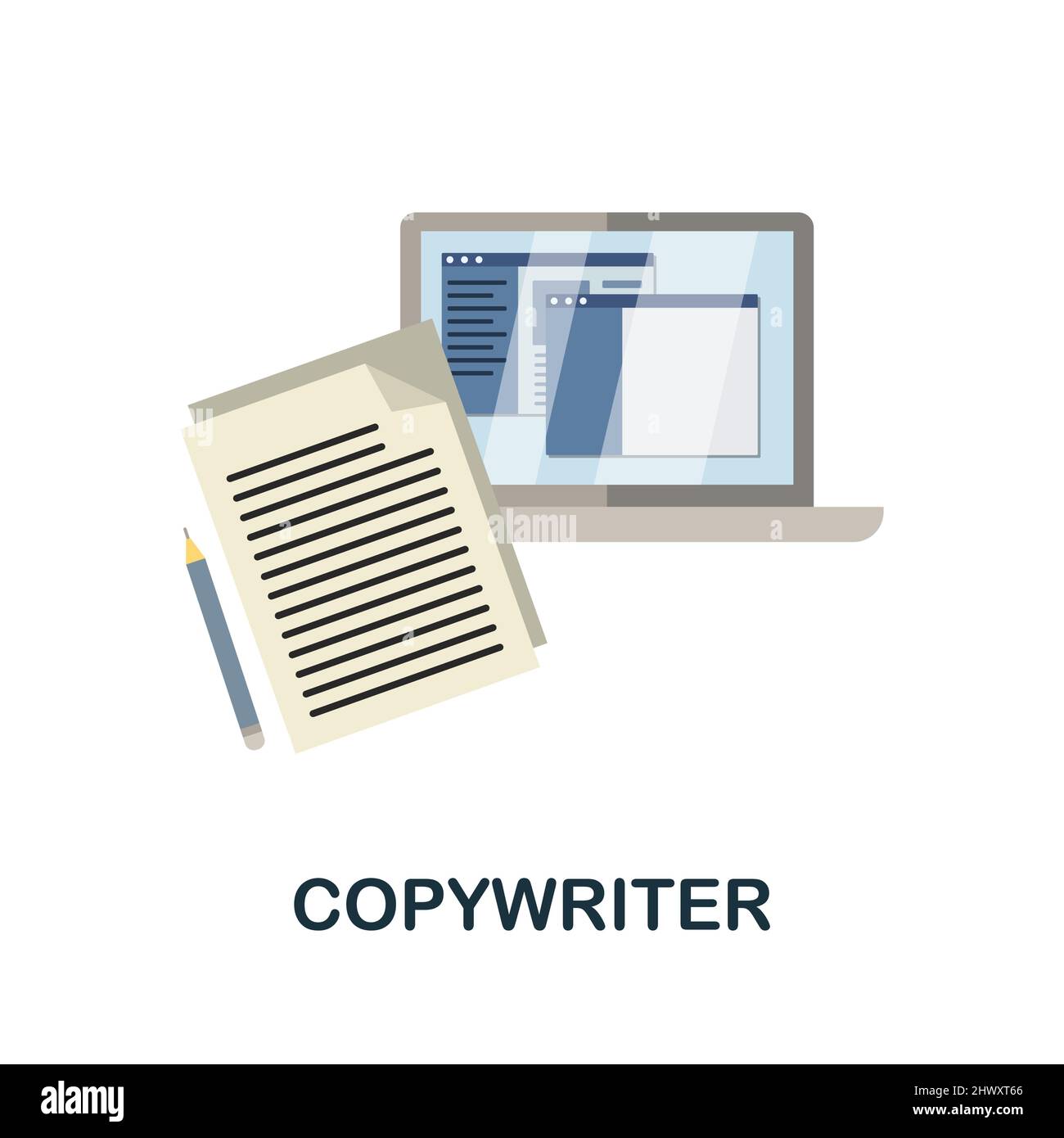 Copywriter flat icon. Colored element sign from creative professions ...