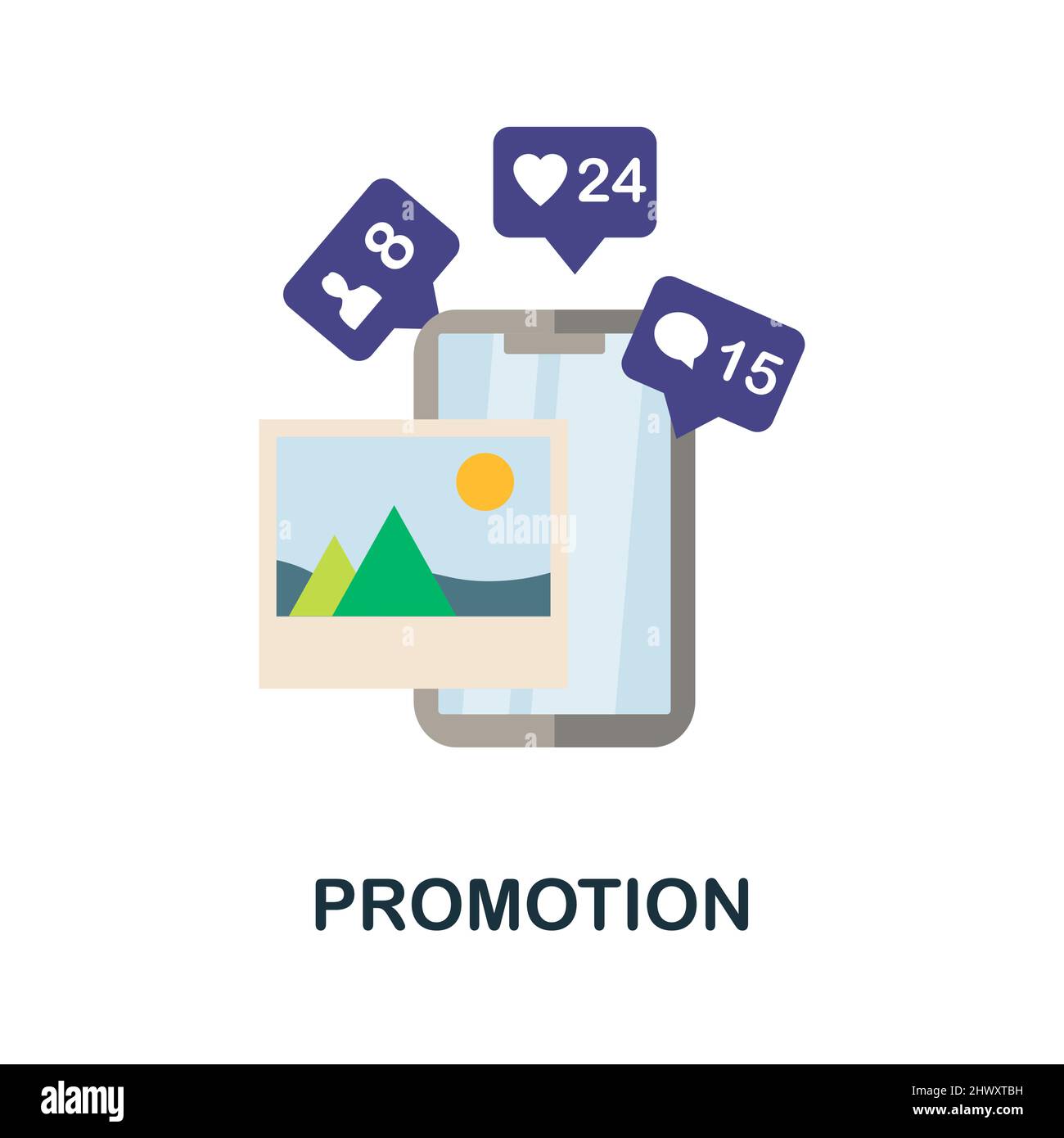 Promotion flat icon. Colored element sign from creative professions ...