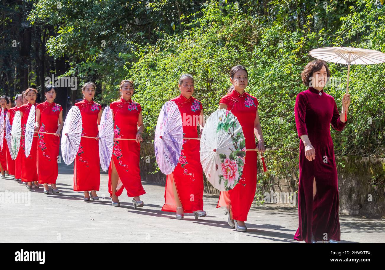 CHONGQING, CHINA - MARCH 8, 2022 - Senior citizens show cheongsam at ...