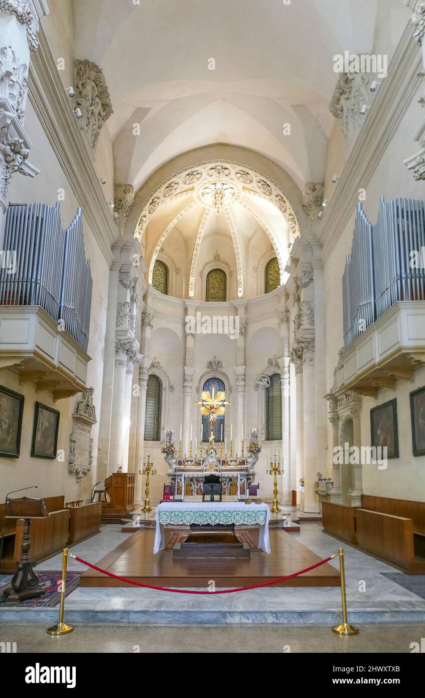 Inside the Basilica di Santa Croce in Lecce, a city in Apulia, Italy ...