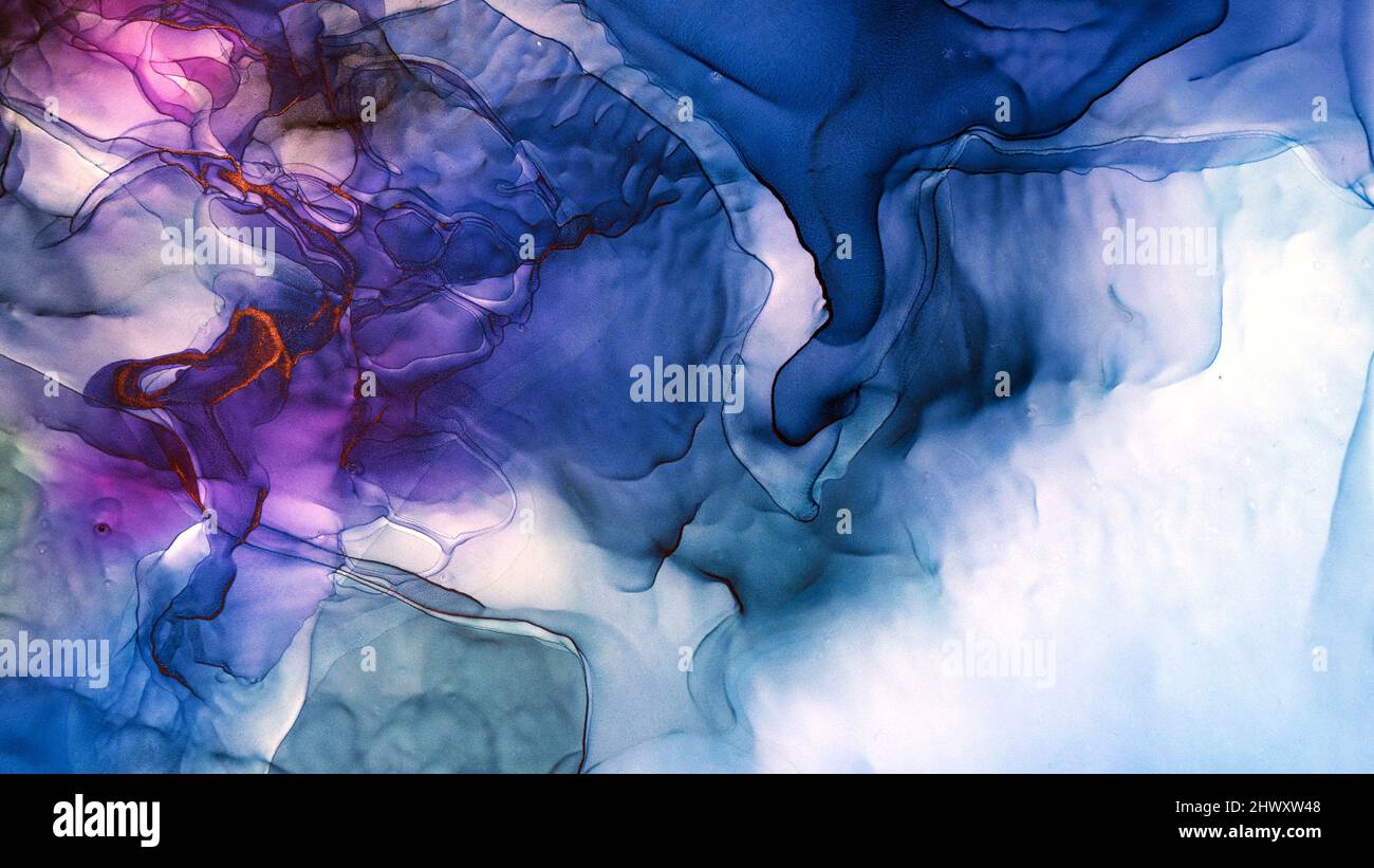 Translucent Alcohol ink on white backdrop. Abstract smudges and stains ...
