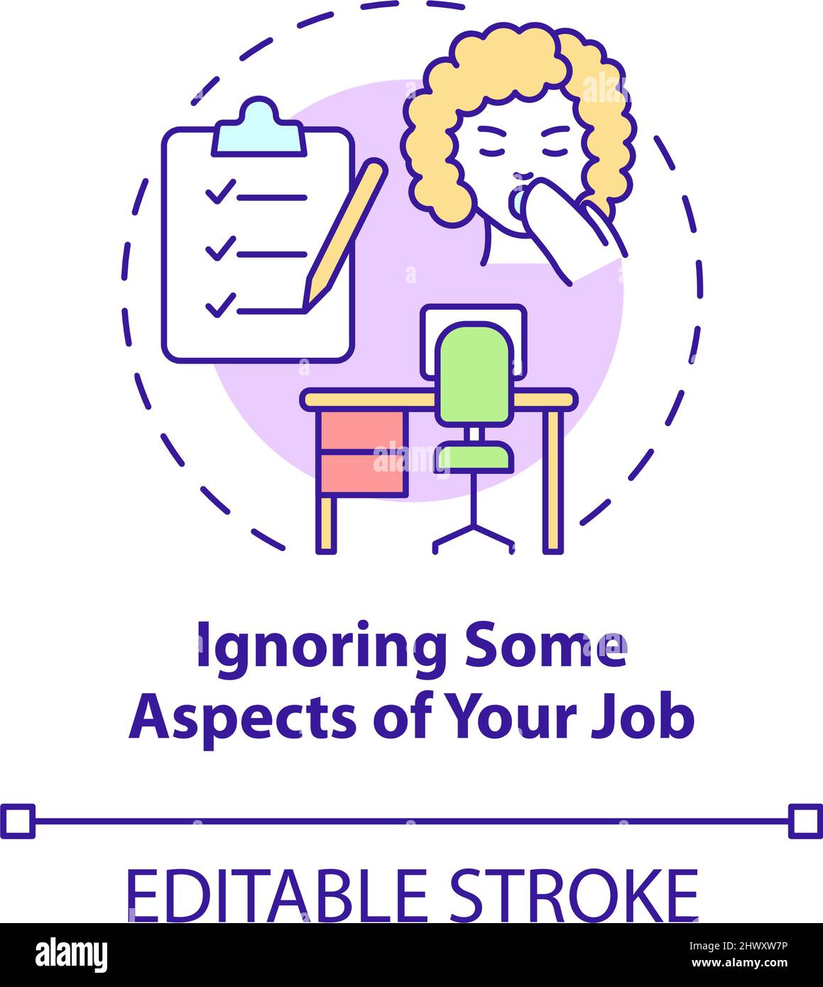 Ignoring some aspects of your job concept icon Stock Vector Image & Art ...