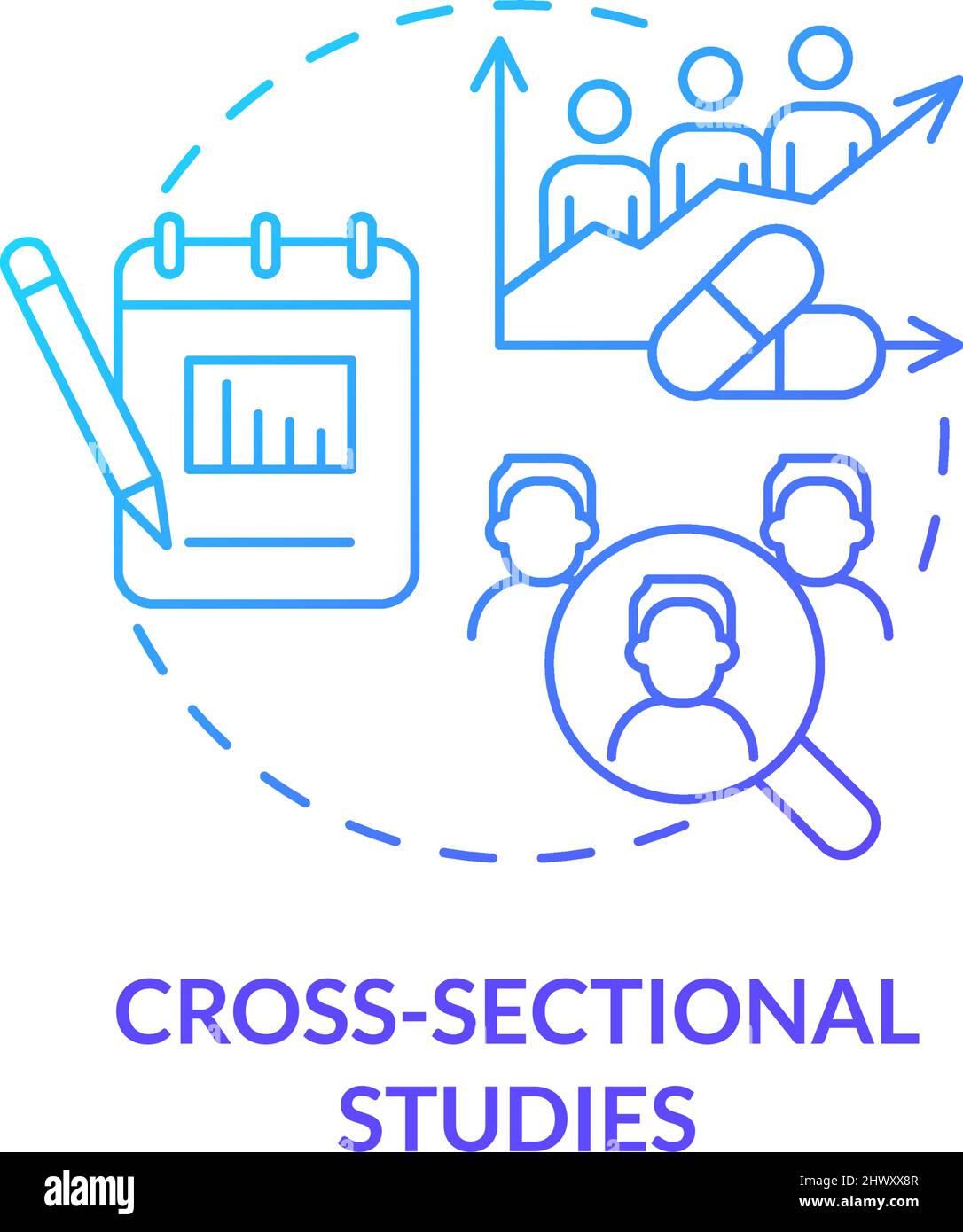 Cross-sectional studies blue gradient concept icon Stock Vector Image ...