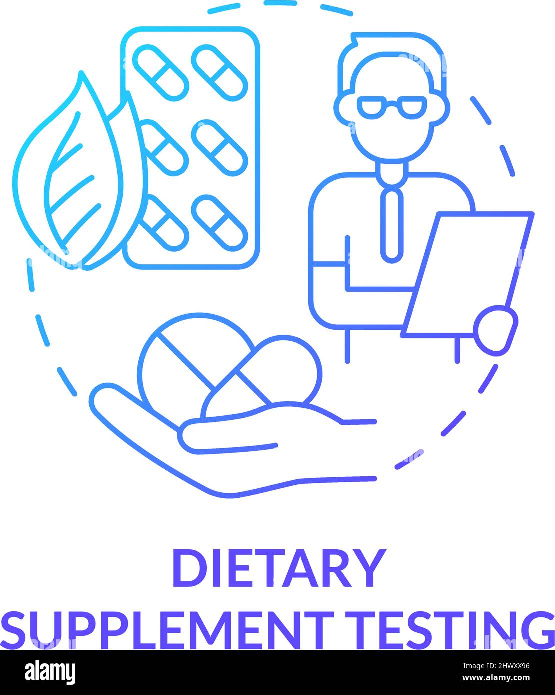 Dietary supplement testing blue gradient concept icon Stock Vector ...