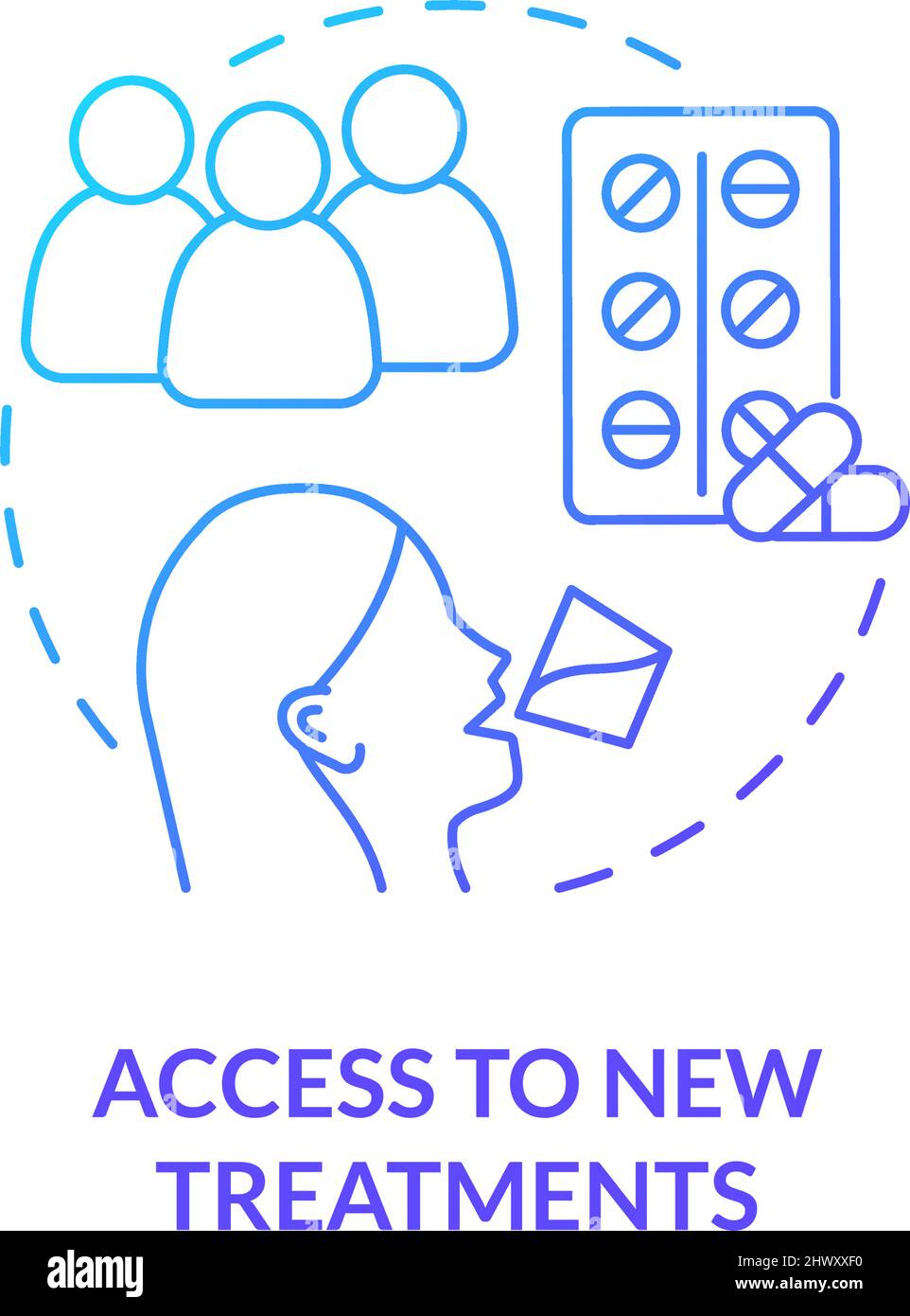 Access to new treatments blue gradient concept icon Stock Vector Image ...