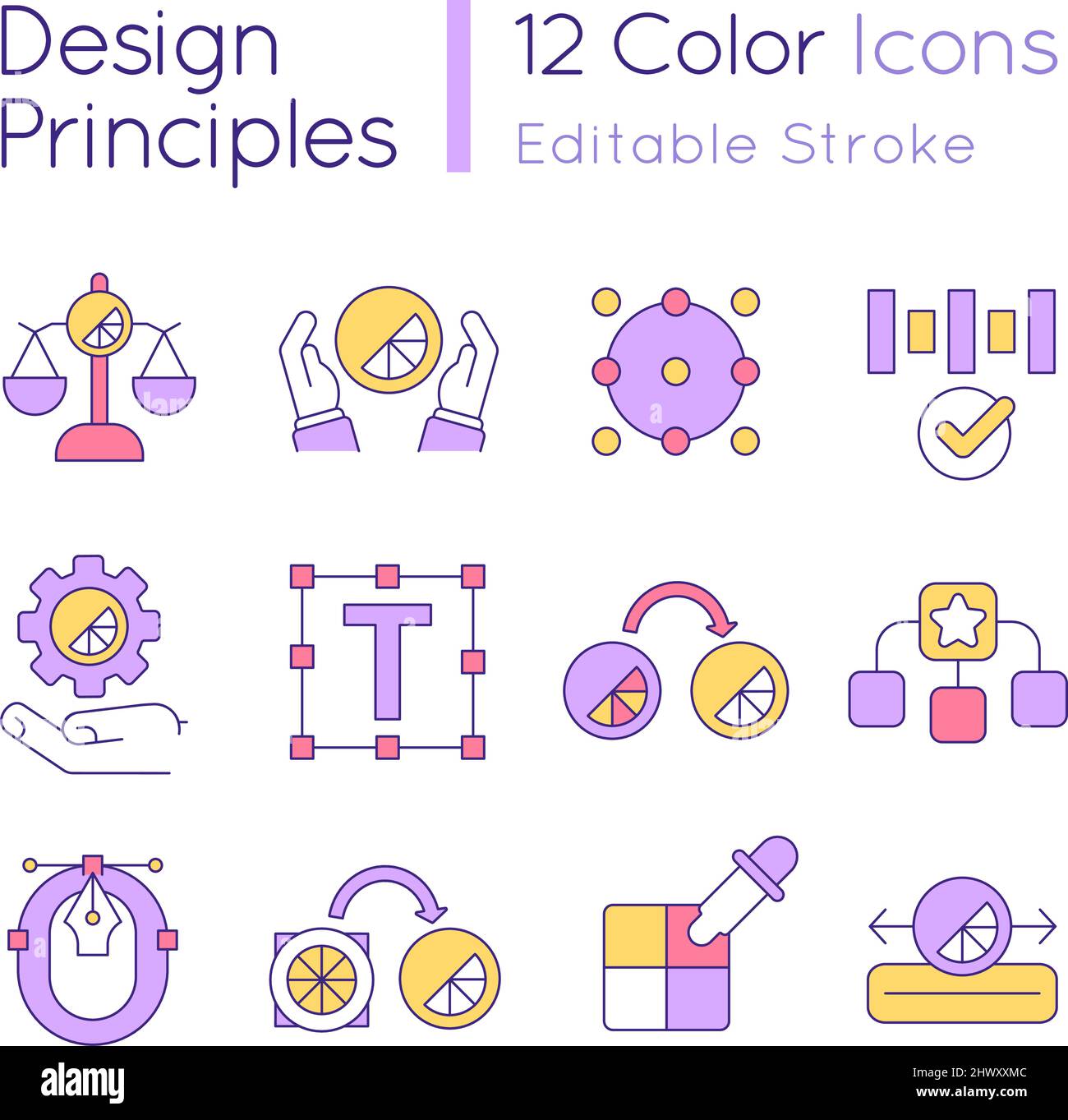 Design principles RGB color icons set Stock Vector Image & Art - Alamy