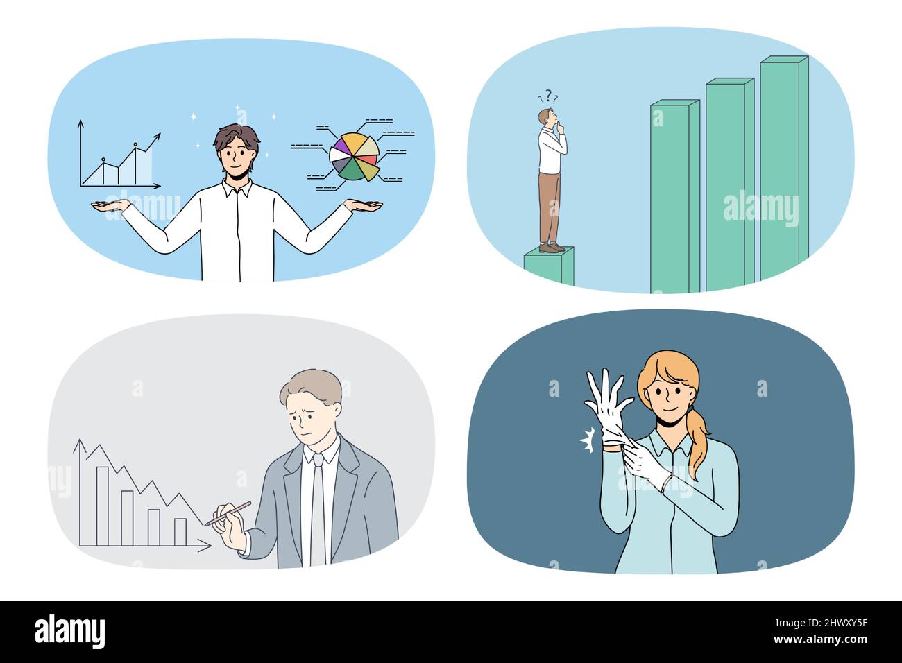 Businesspeople graphs charts Stock Vector Images - Alamy