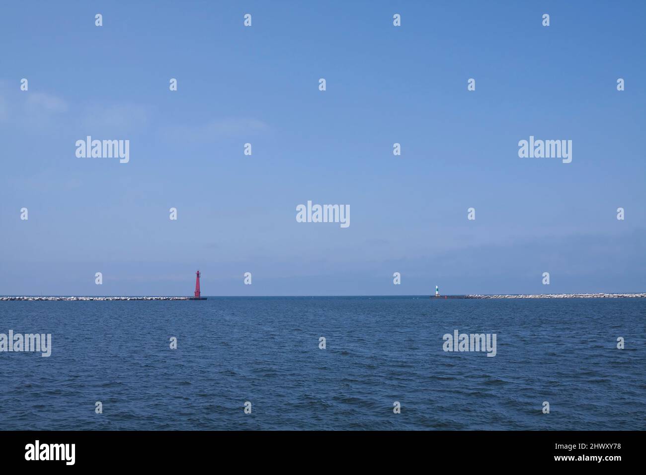 Muskegon Pier Lighthouse Along Lake Michigan Stock Photo - Alamy