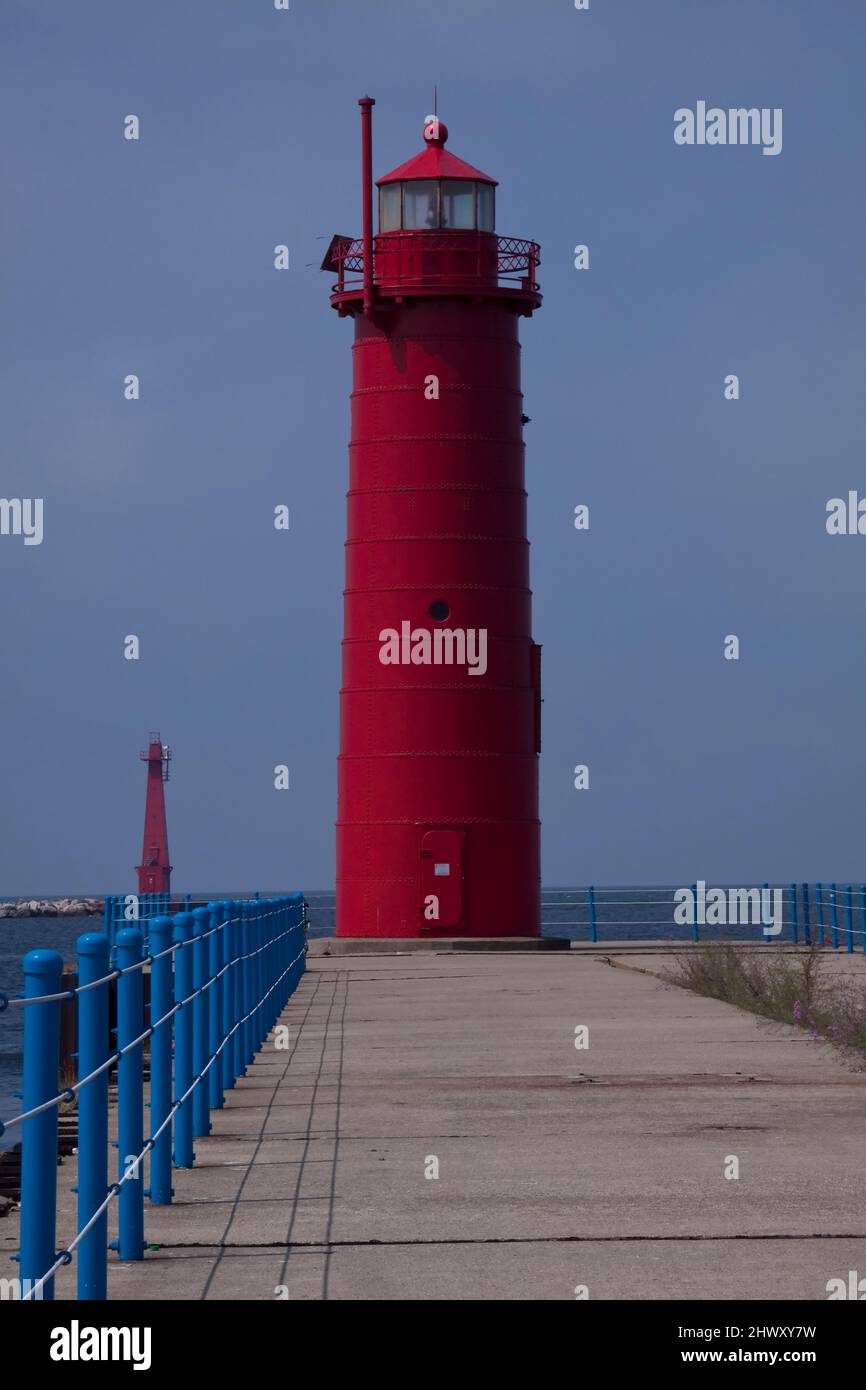 Muskegon Pier Lighthouse Along Lake Michigan Stock Photo - Alamy