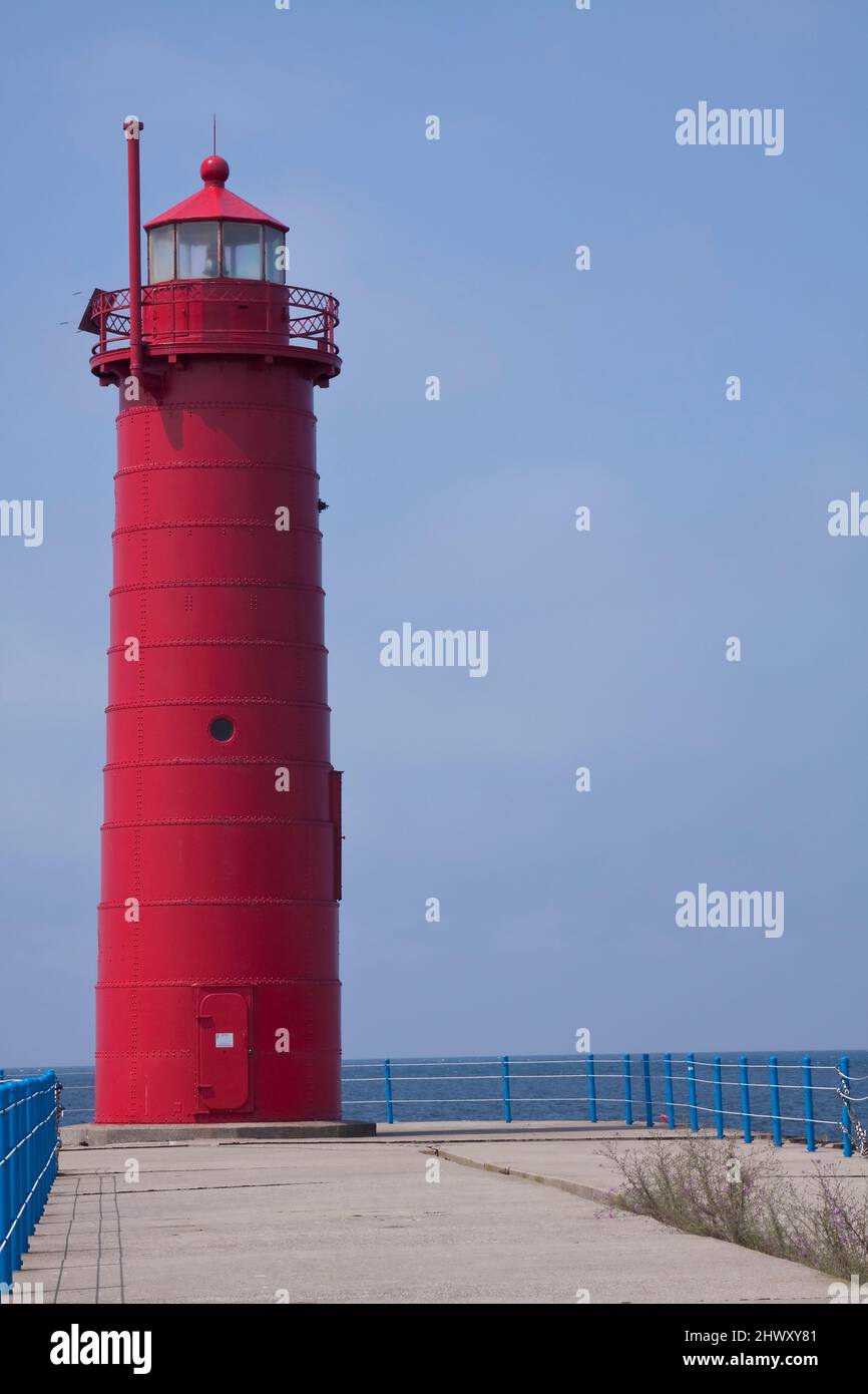 Muskegon Pier Lighthouse Along Lake Michigan Stock Photo - Alamy
