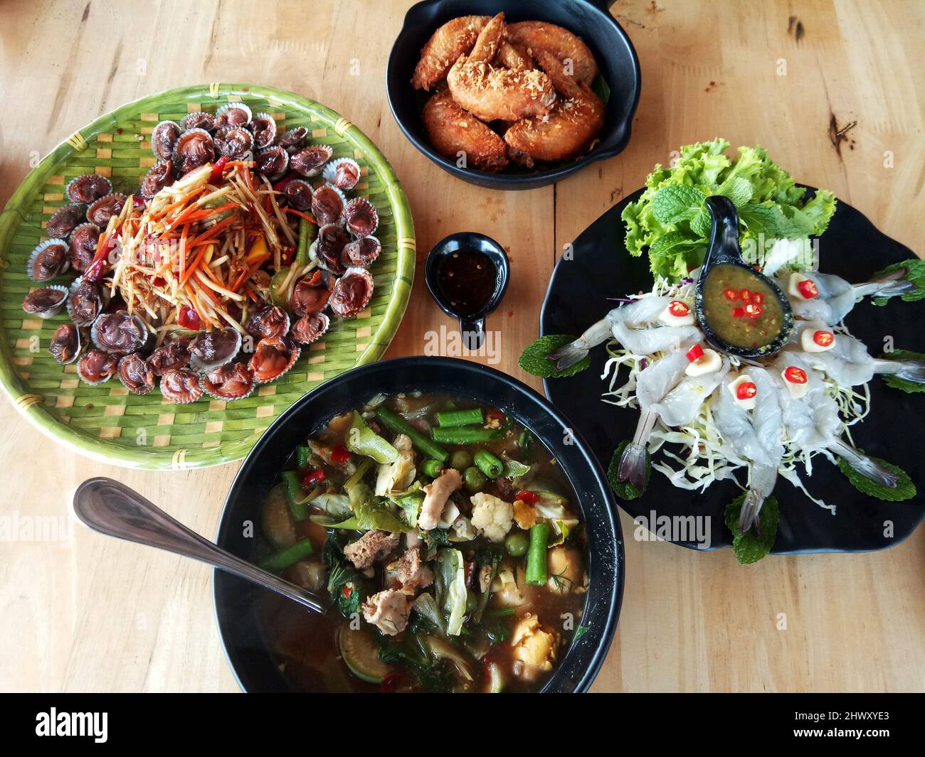 Traditional thai fusion food and local cuisine meal set thai style ...