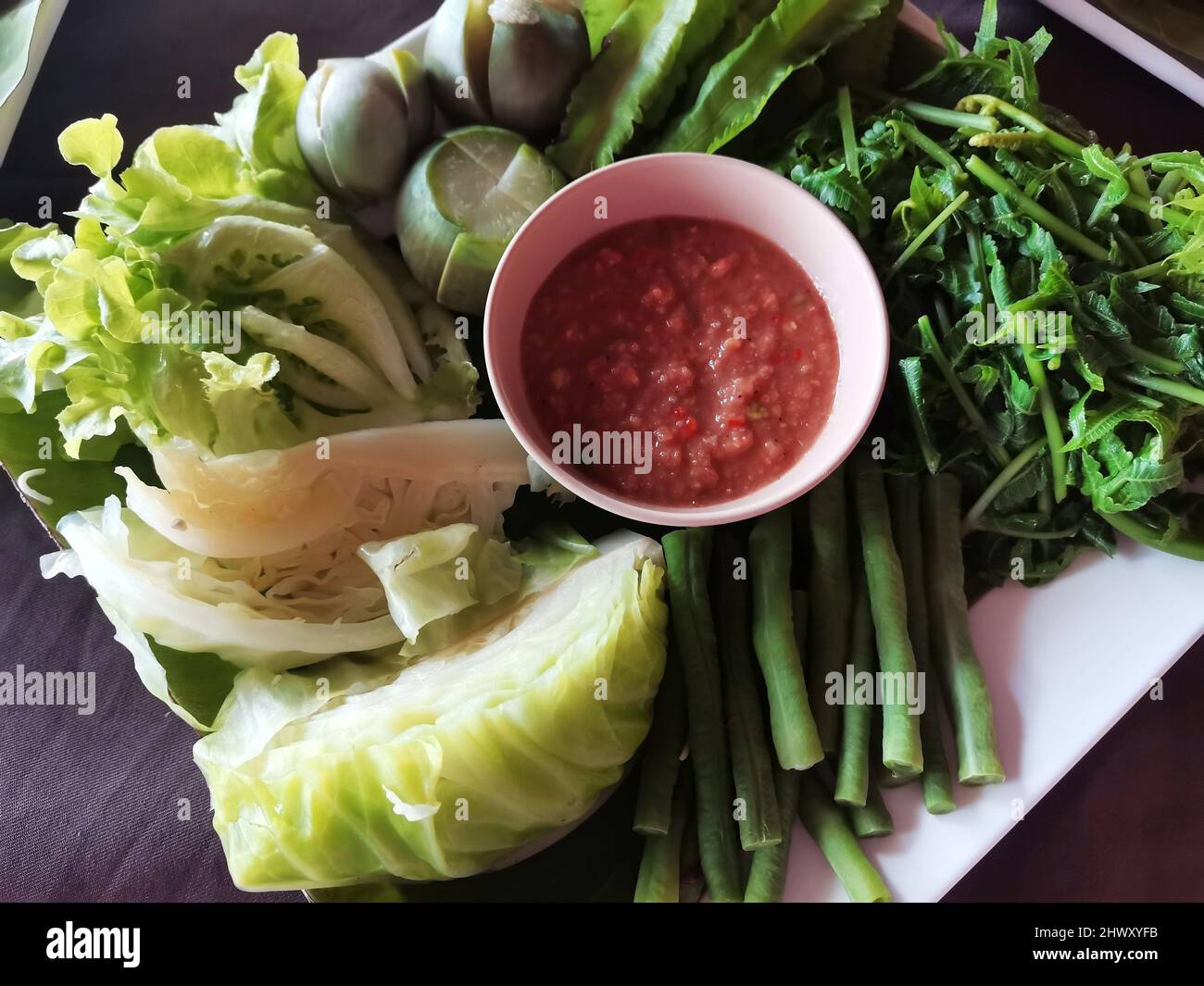 Traditional local cuisine thai food nam prik kapi or thai shrimp paste ...