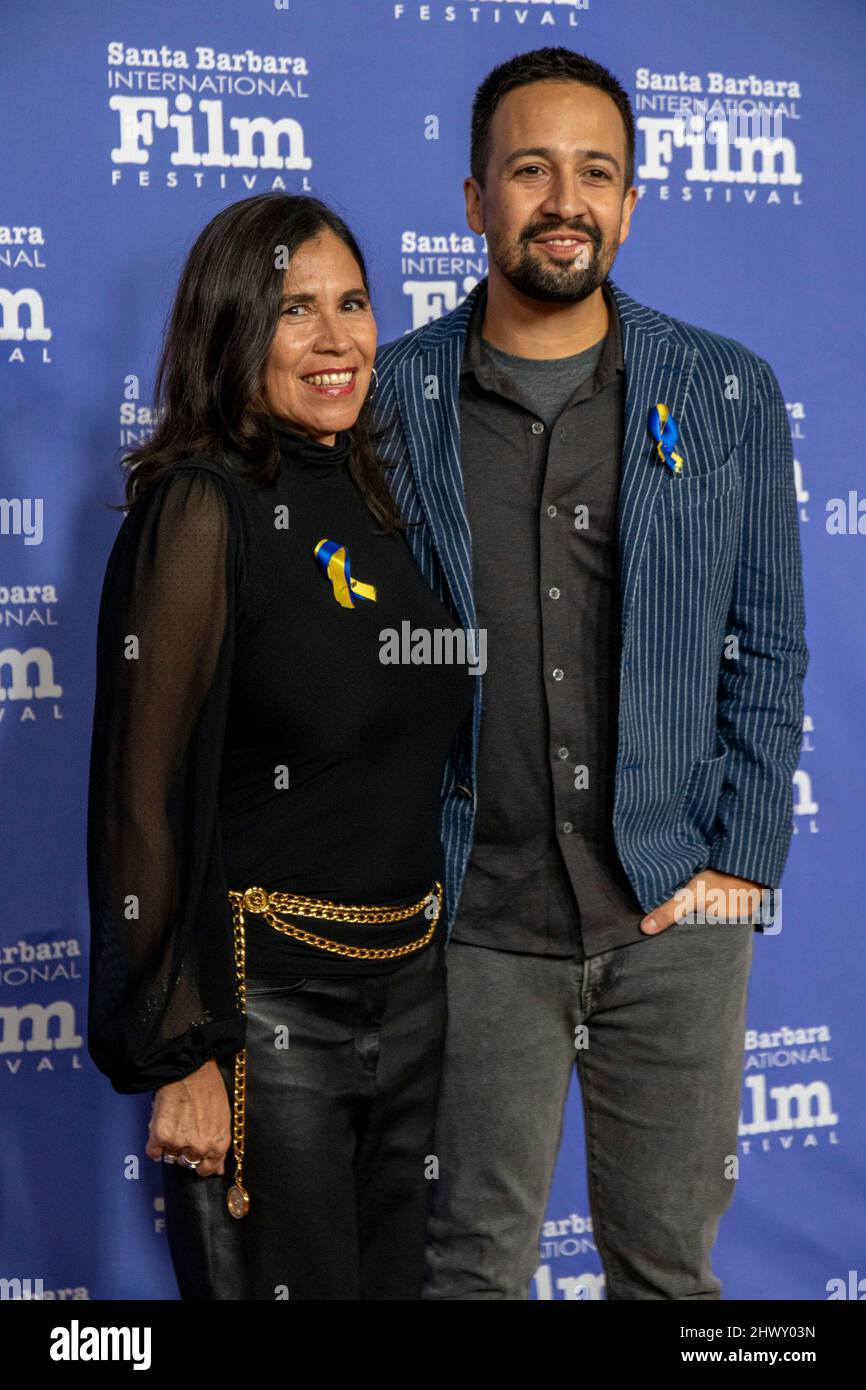 Red carpet arrivals, (l-r) Germaine Franco and Lin-Manuel Miranda. The ...