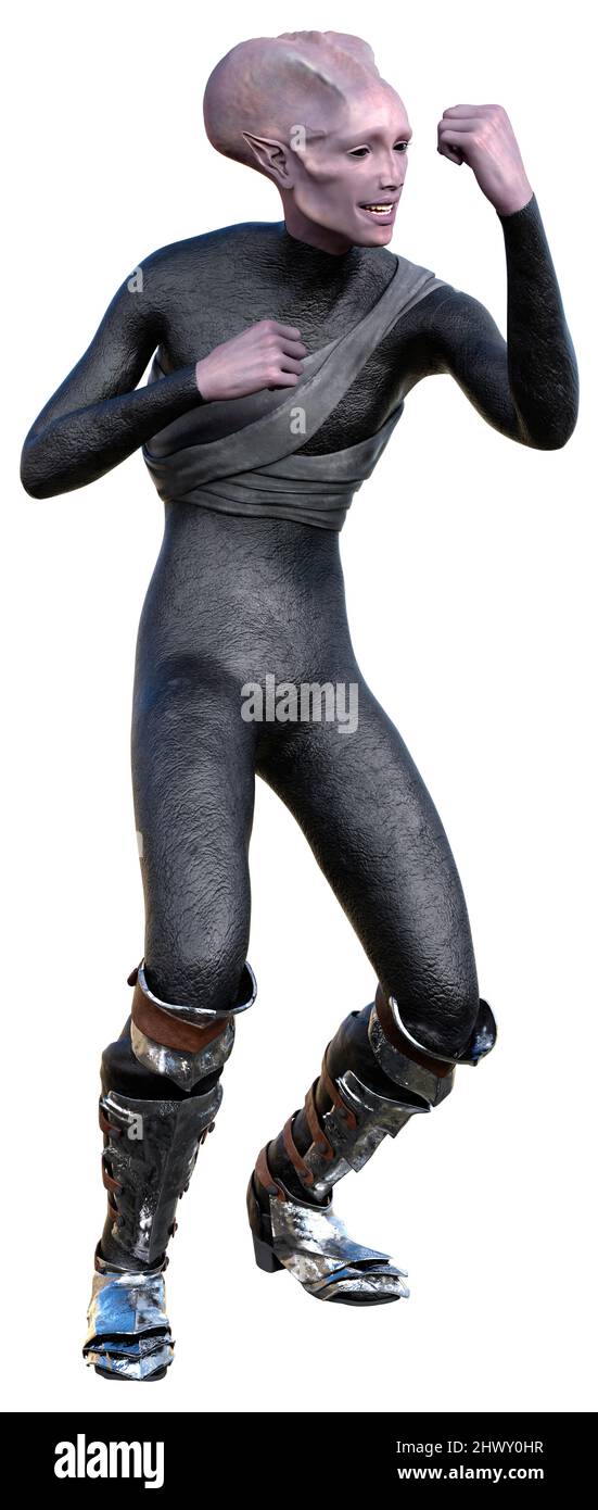 3D rendering of a fantasy alien isolated on white background Stock ...