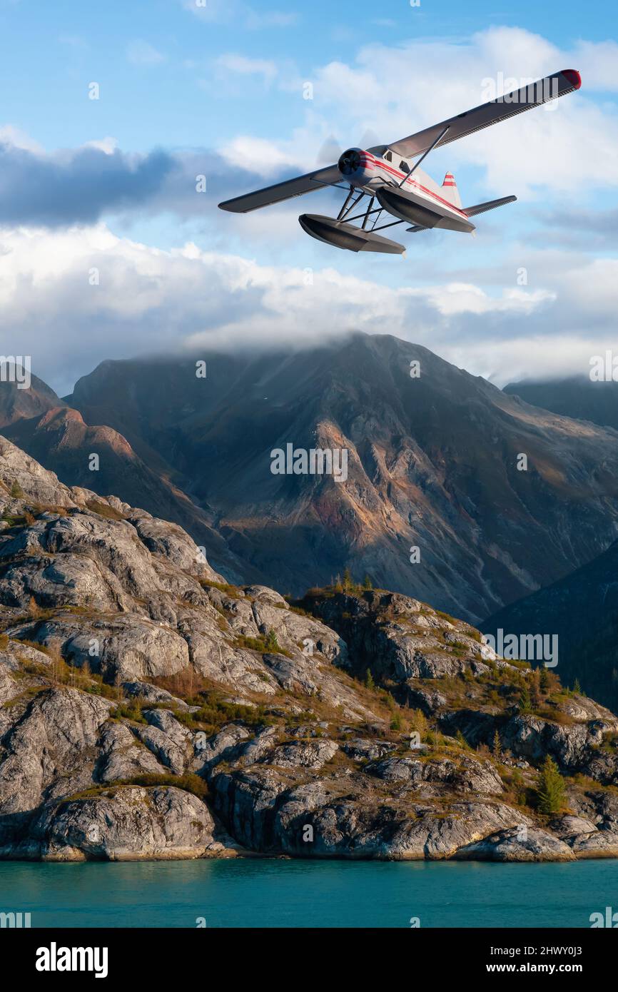 Seaplane Aircraft Flying over the Pacific Ocean Coast Stock Photo - Alamy