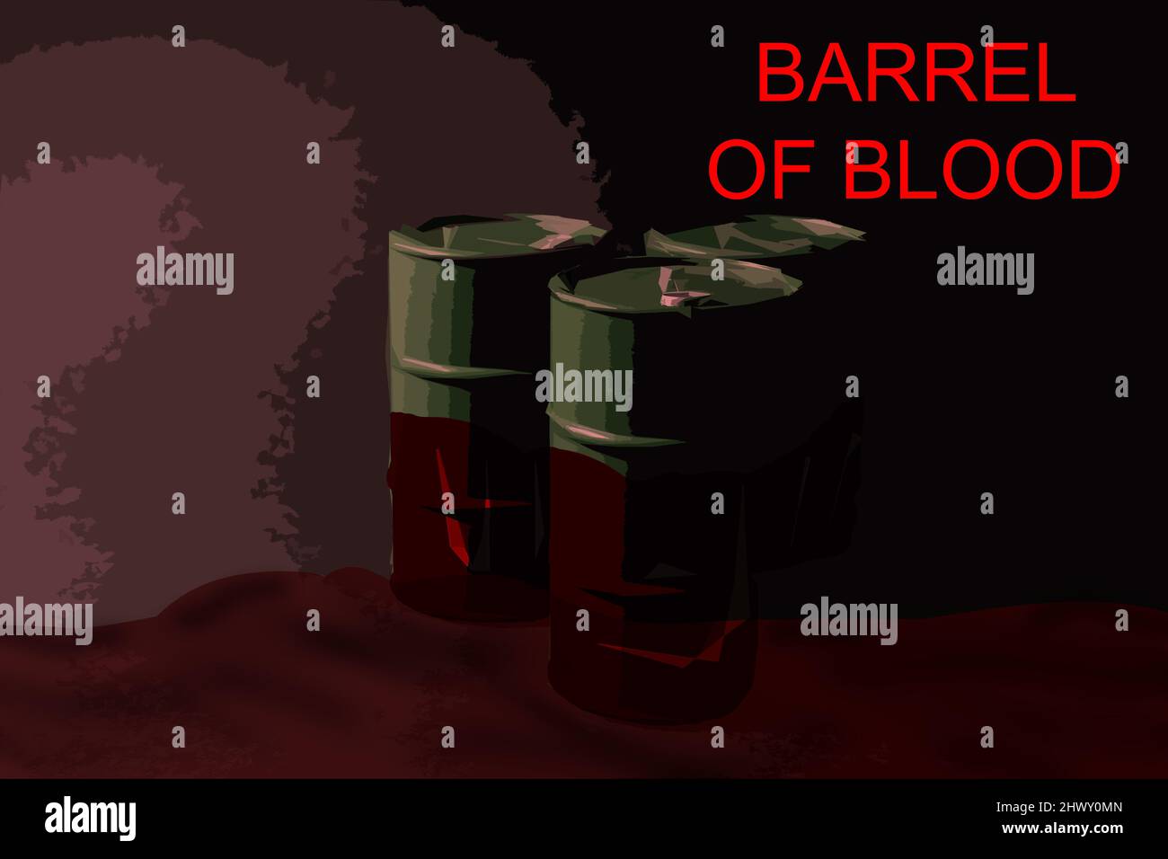 barrels of oil in the blood. Business and oil concept Stock Photo - Alamy