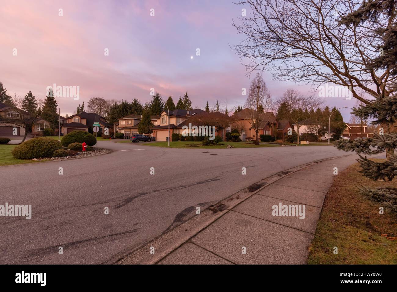 Beautiful Street view in the Residential Neighborhood Stock Photo - Alamy