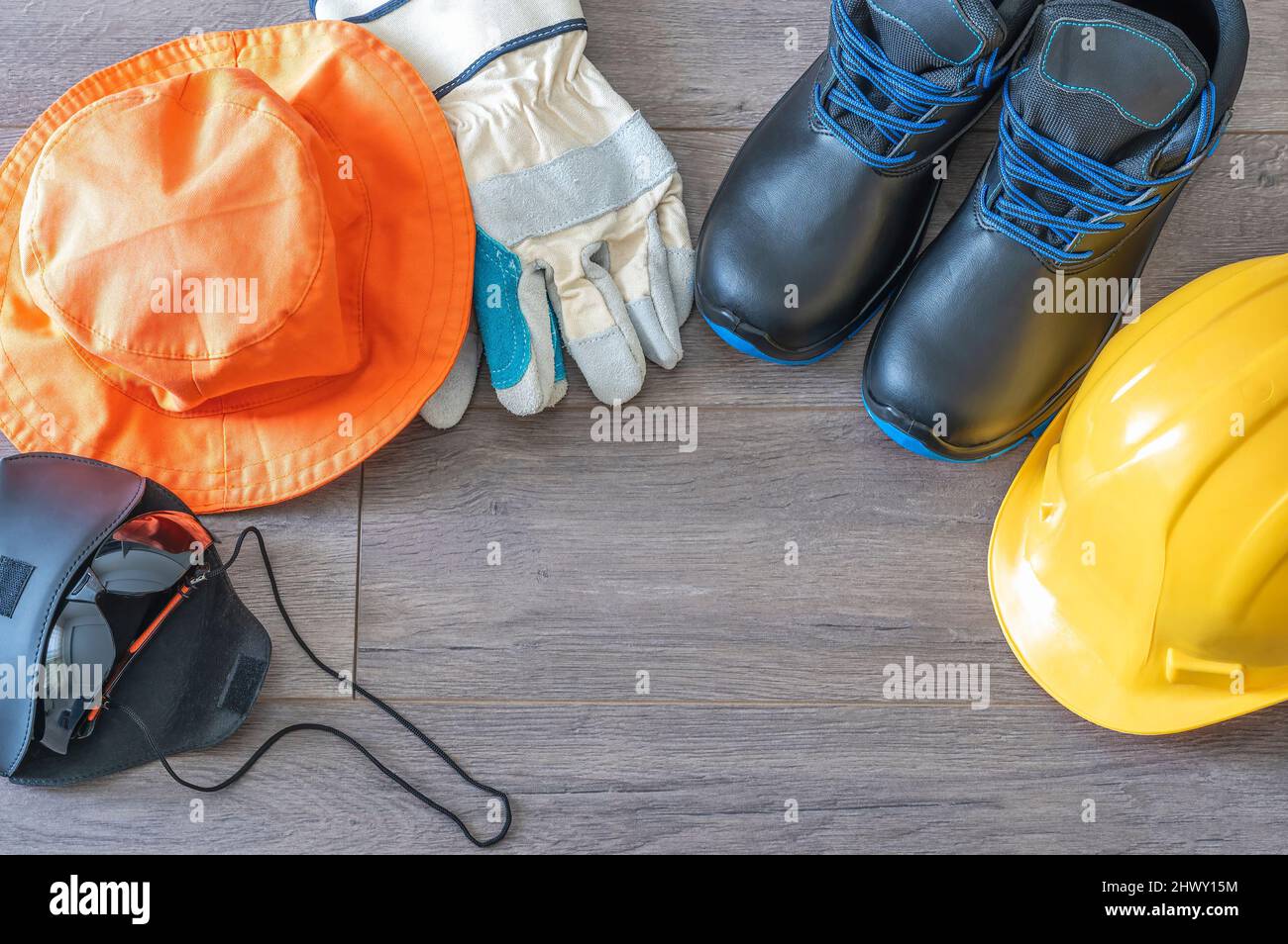 Top down protective equipment for working on asphalt Stock Photo - Alamy