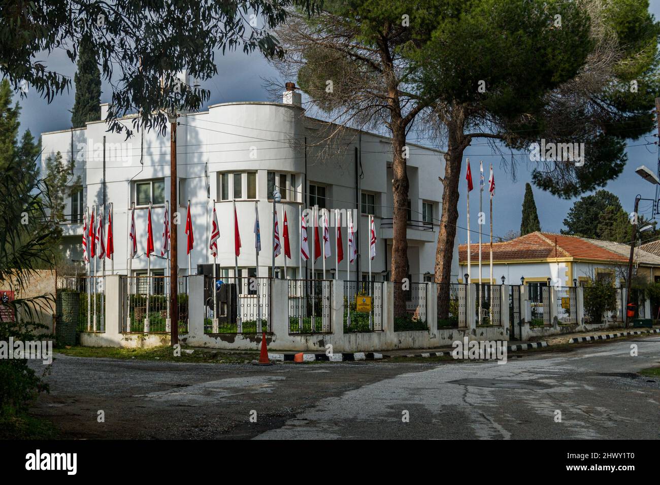 A Turkish outpost in the Turkish side just past the barricades is seen ...