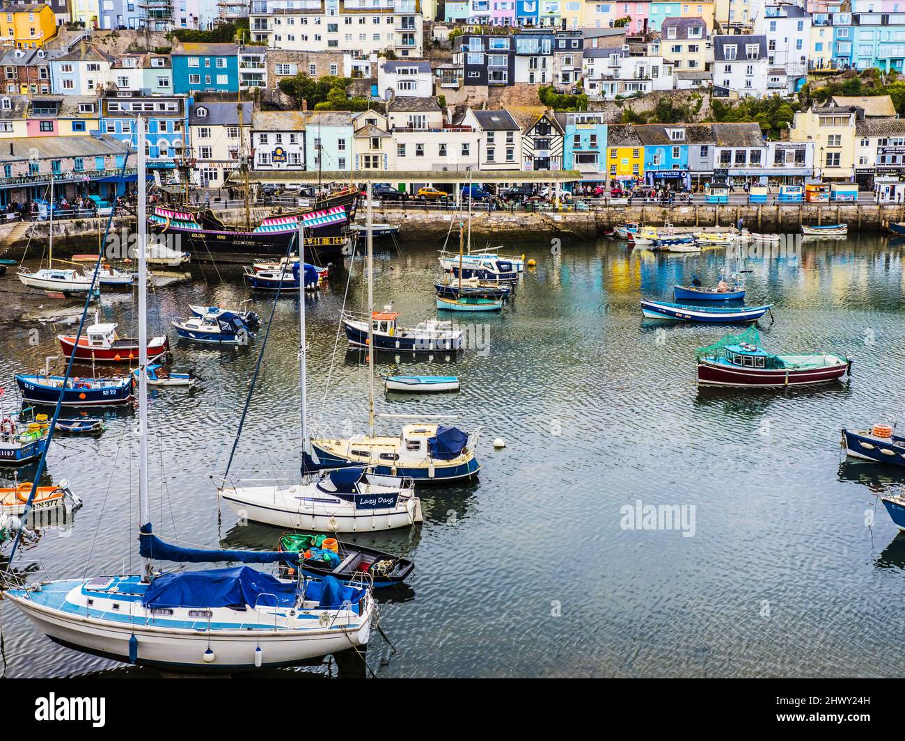 Brixham harbour and town in south Devon Stock Photo - Alamy