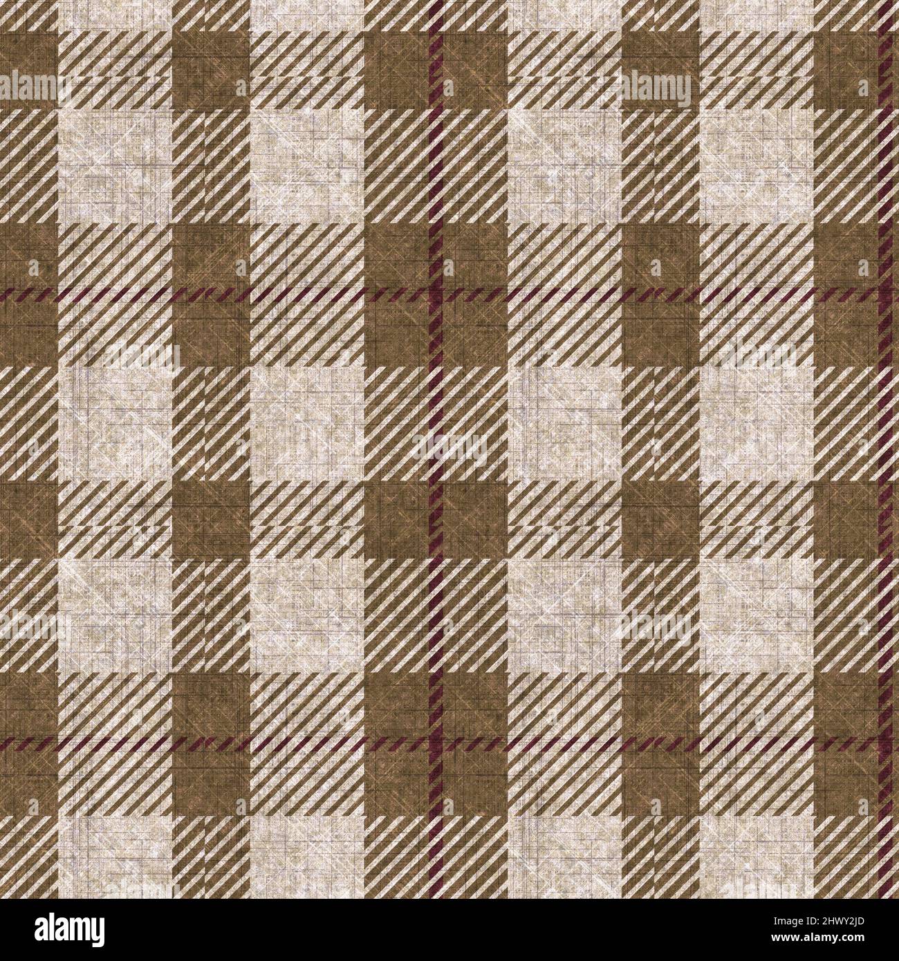 Sepia brown neutral woven plaid texture background. Seamless old worn ...