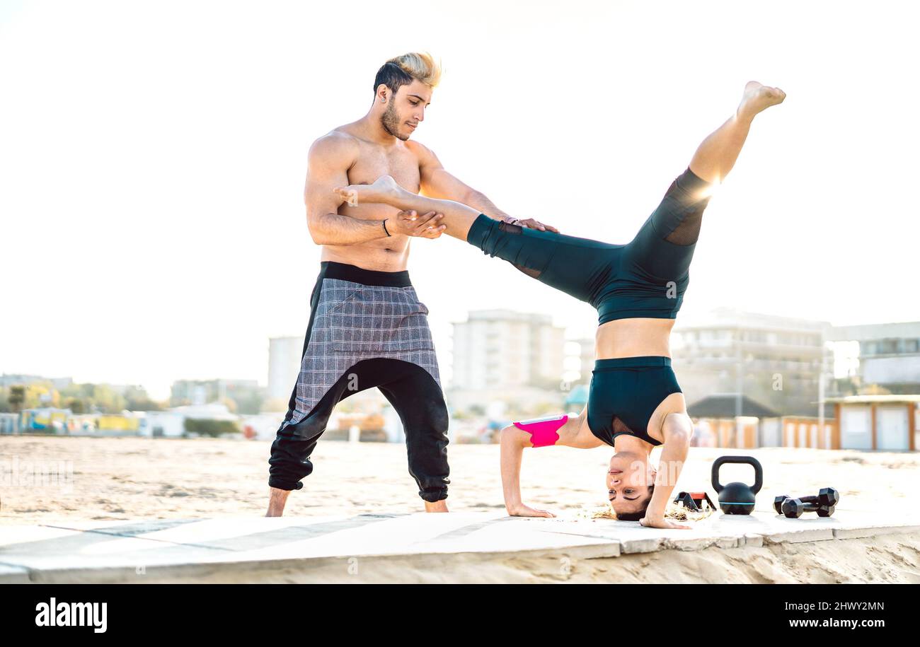 Calisthenics beach hi-res stock photography and images - Alamy