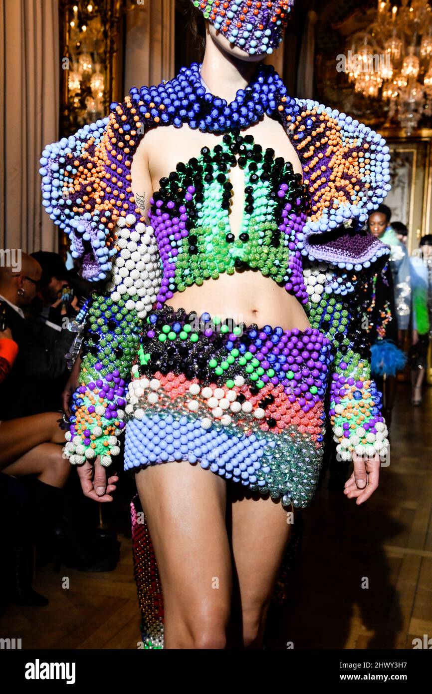 A model walks on the runway at the Germanier fashion show during Fall ...