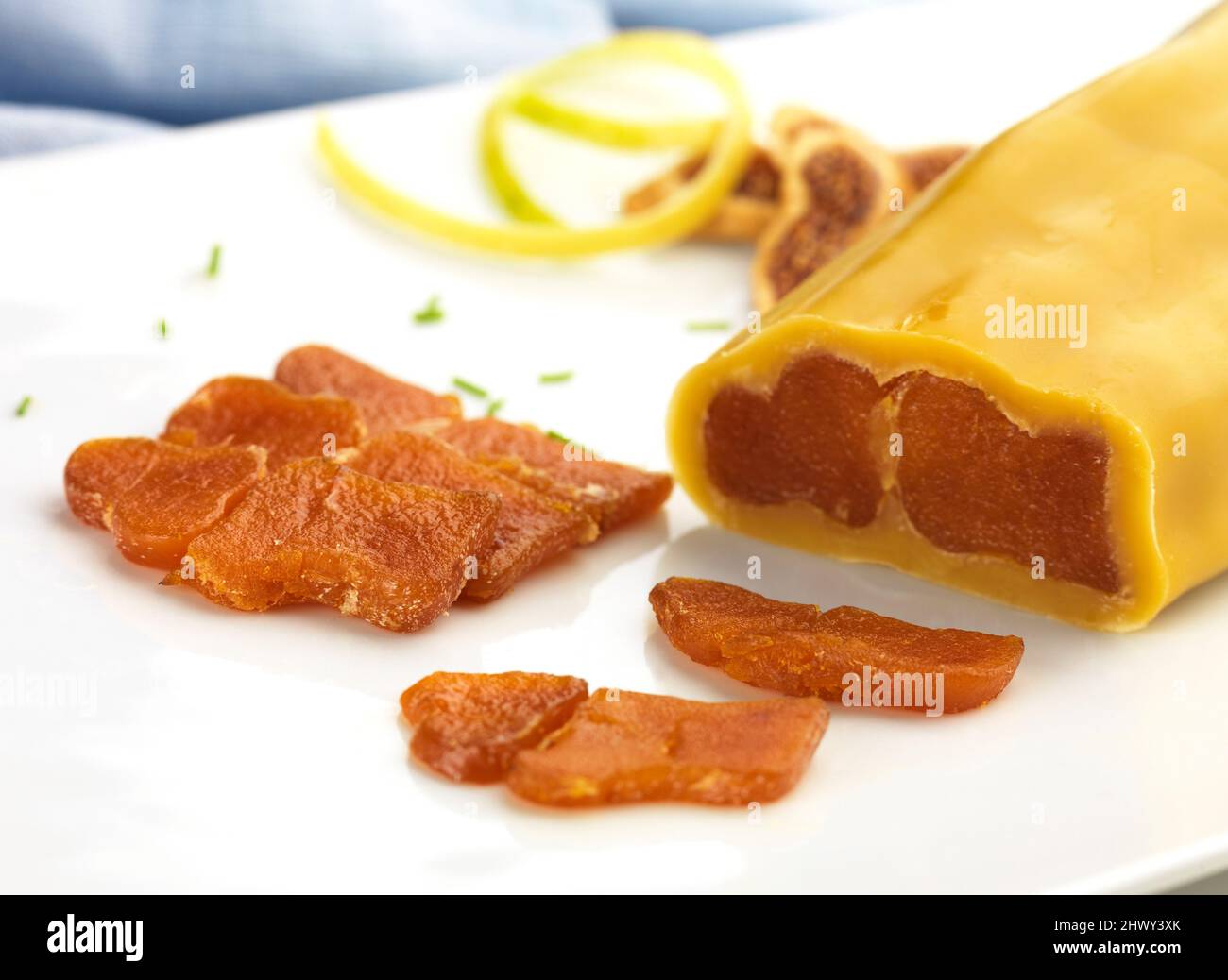 air-dried roe served in a white plate Stock Photo - Alamy