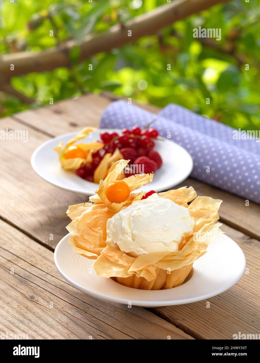 vanilla and mastic scented ice cream in a phyllo cup(greek recipe ...