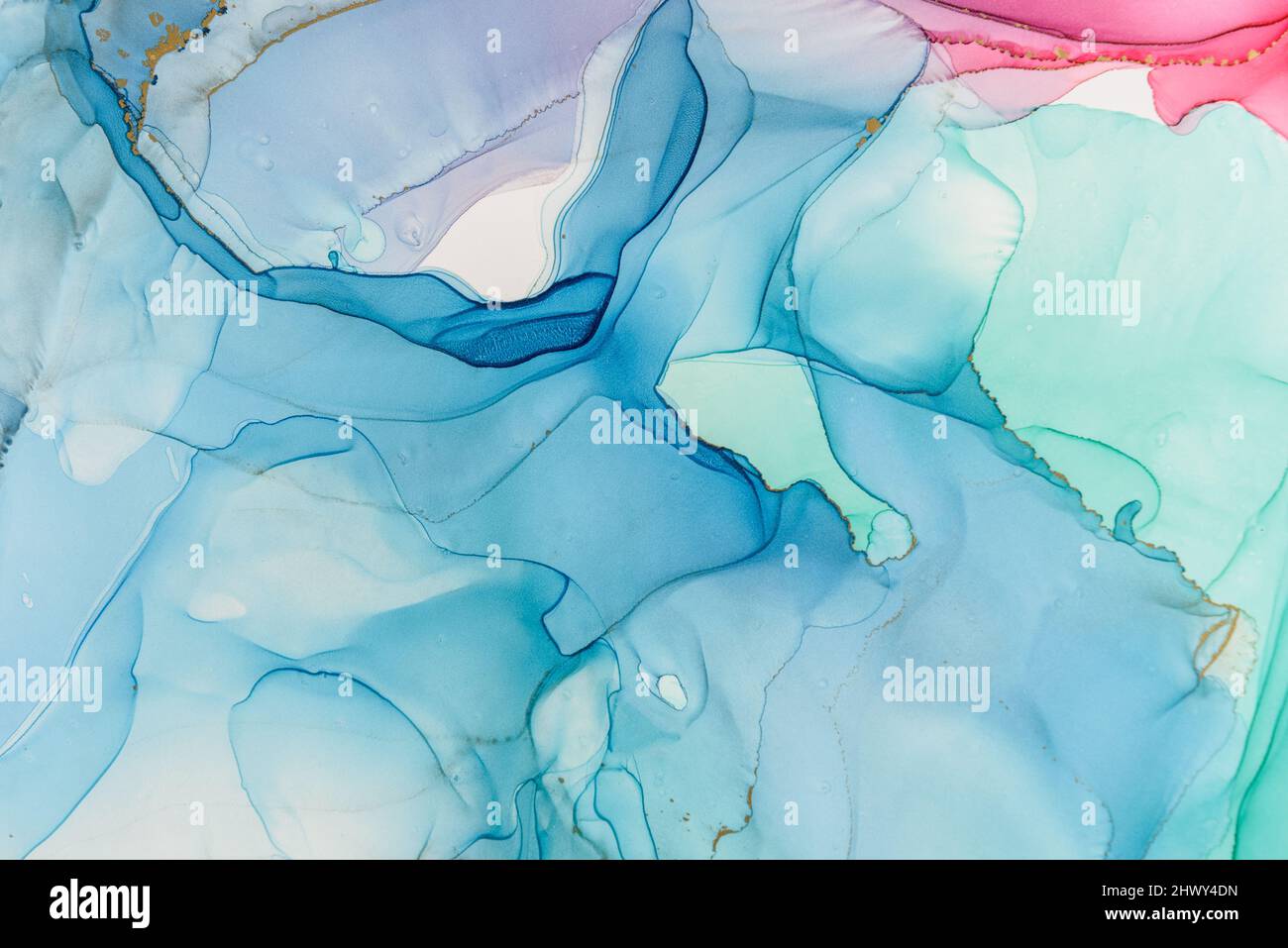 Abstract alcohol ink fluid art background in blue and green Stock Photo ...