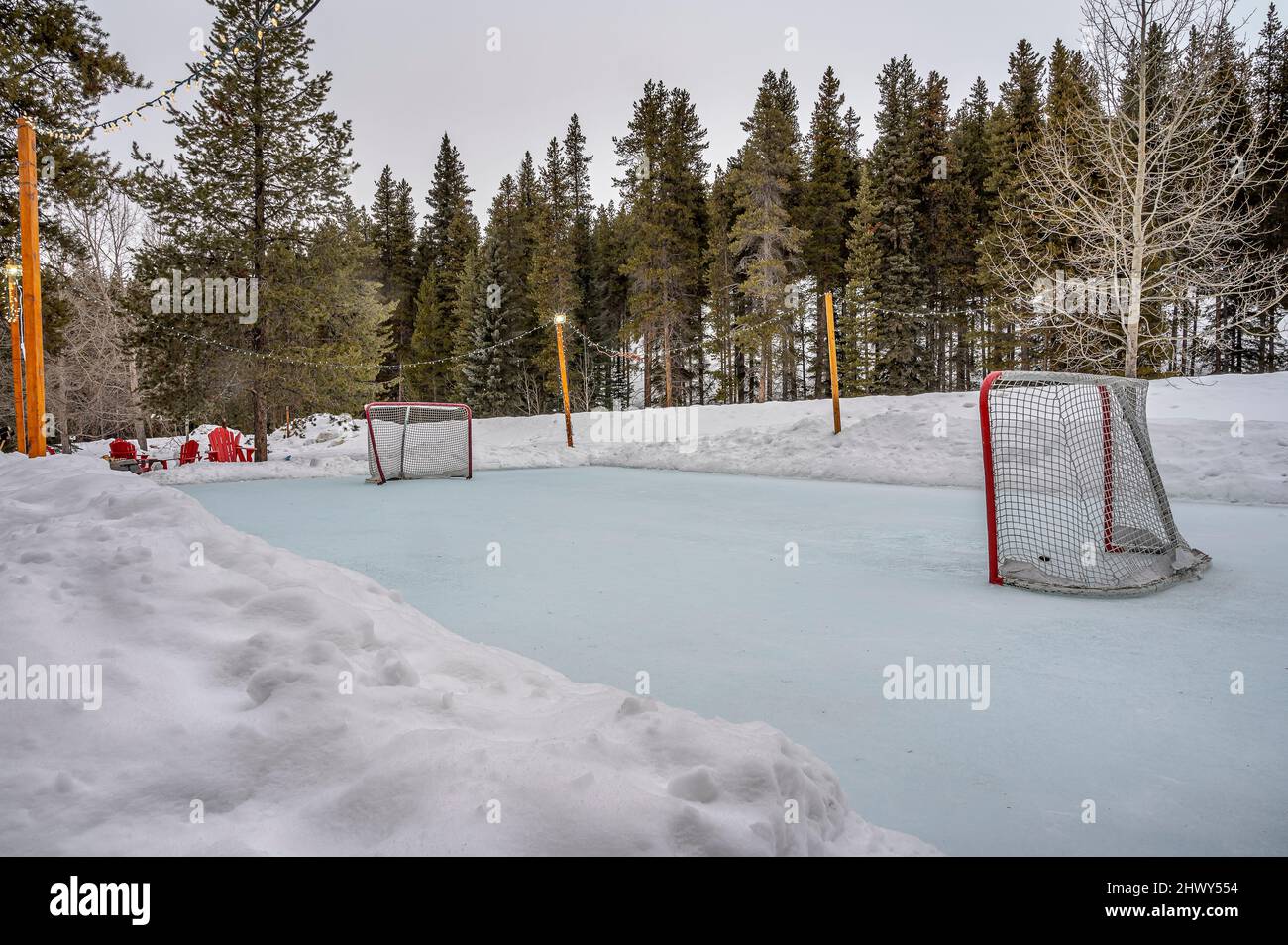 Outdoor skating and hockey rink in Banff National Park, Alberta, Canada ...