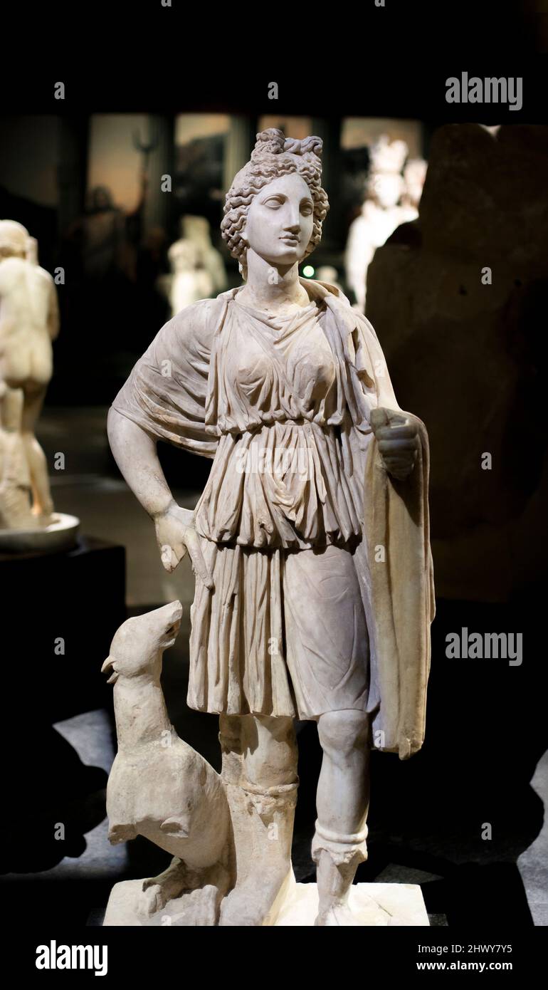 Statue of the Artemis with a dog, 2nd century CE. Istanbul ...