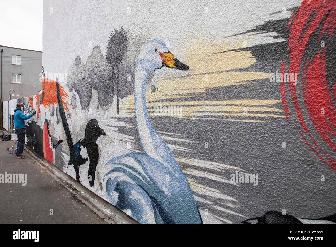 Graffiti and tattoo artist Bryce Davies, aka Peaceful Protest, working ...