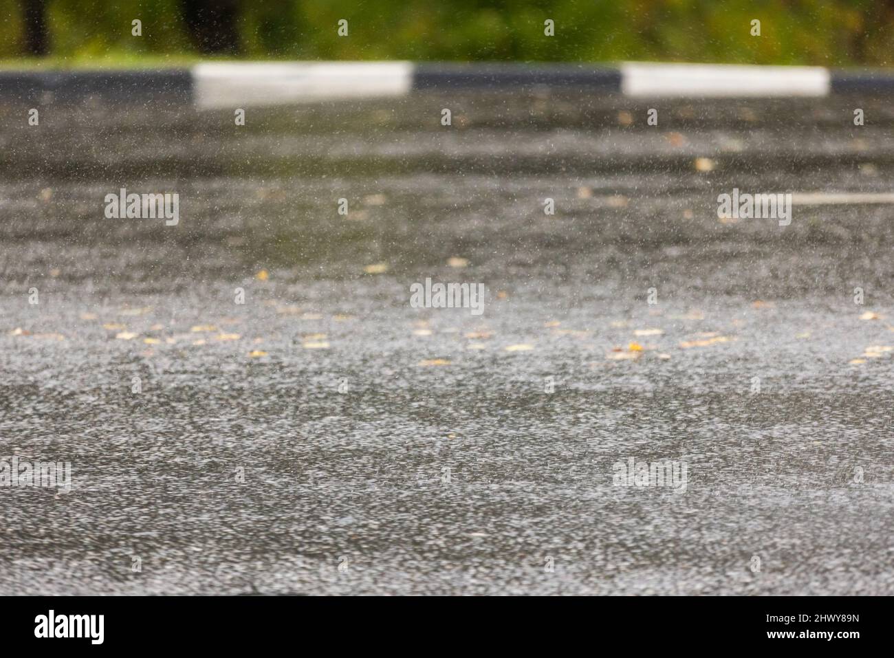 asphalt road under rainfall or drizzle with fast shutter speed Stock ...